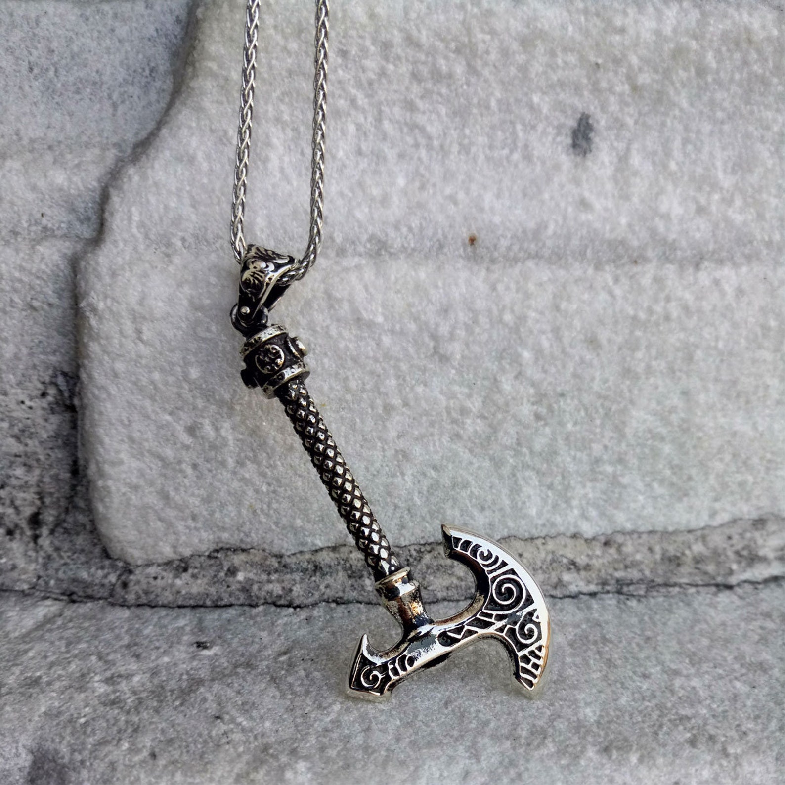 Viking Axe Mens Necklace Silver Battle Axe Pendant With - Etsy