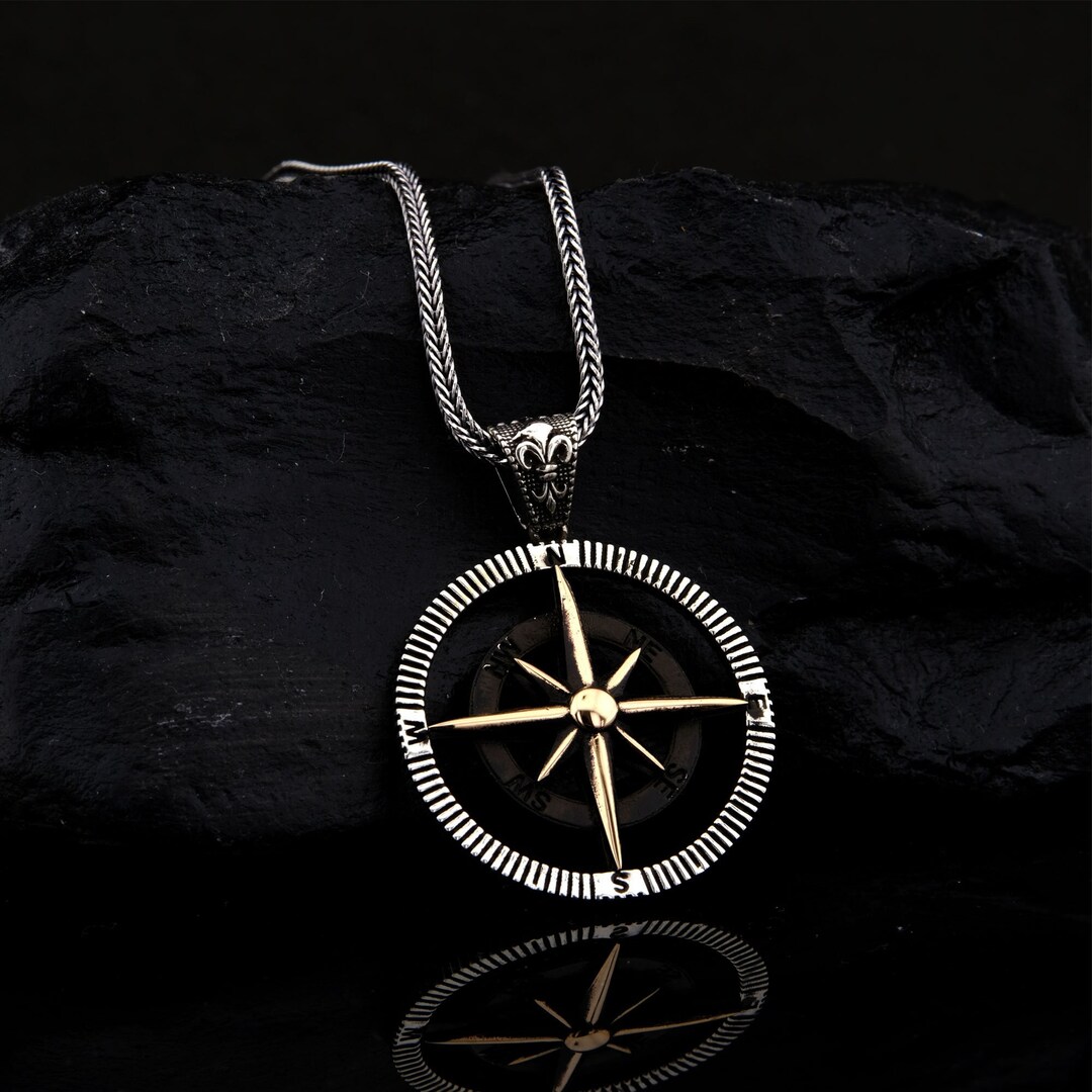 Mens Silver Compass Necklace , 925 Sterling Silver Necklace ,handmade ...