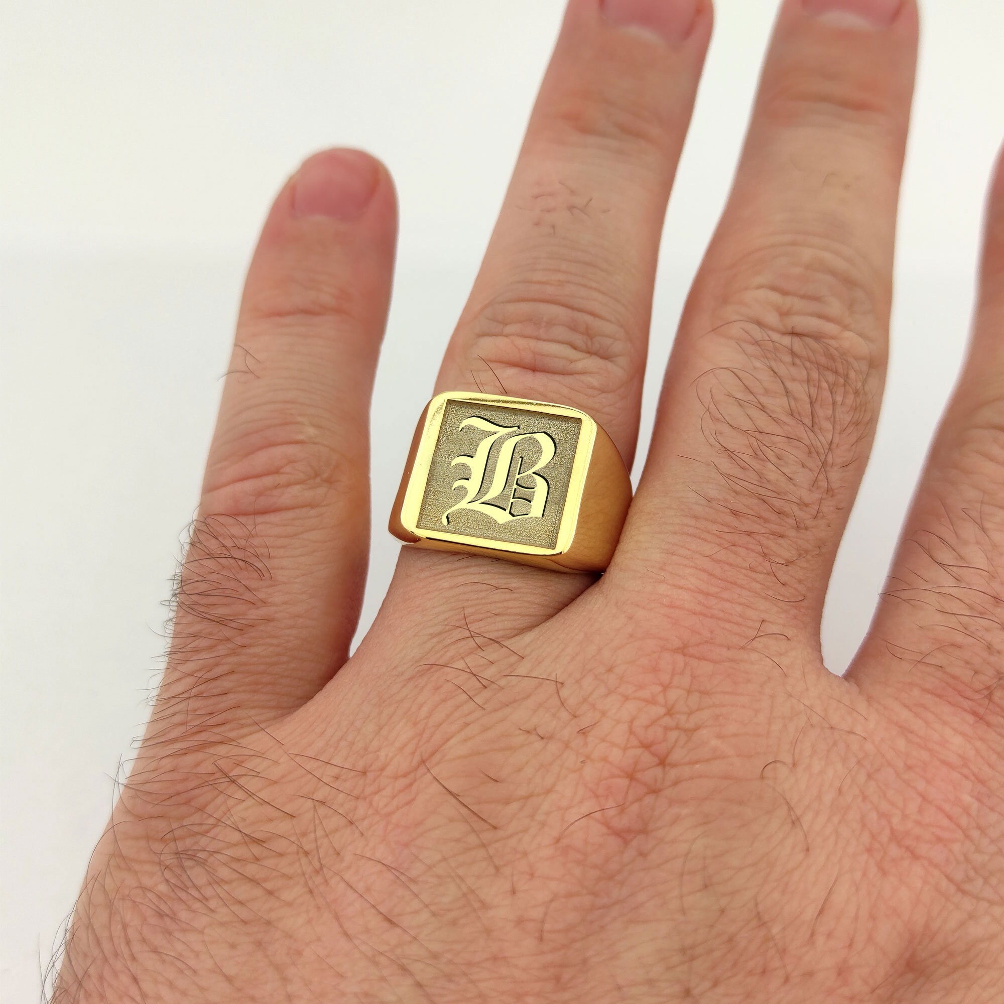 Solid Gold Ring Solid Gold Initial Ring 14K Solid Gold | Etsy