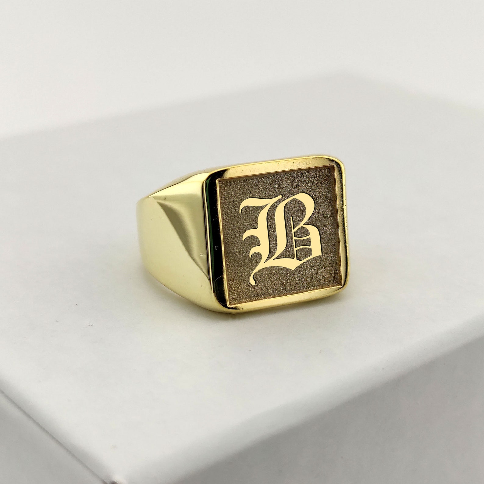 Solid Gold Ring Solid Gold Initial Ring 14K Solid Gold - Etsy