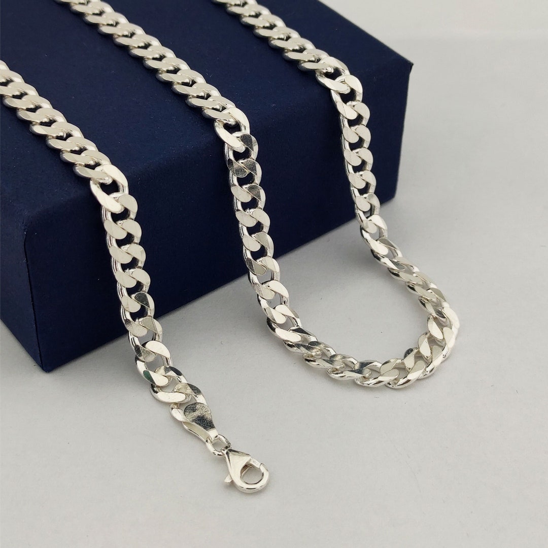 Sterling Silver Curb Chain, Solid Sterling Silver Chain, Silver Curb ...