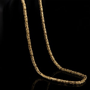 14K Gold Men Necklace,14k Gold Men Chain,14k Gold Byzantine Chain,real ...