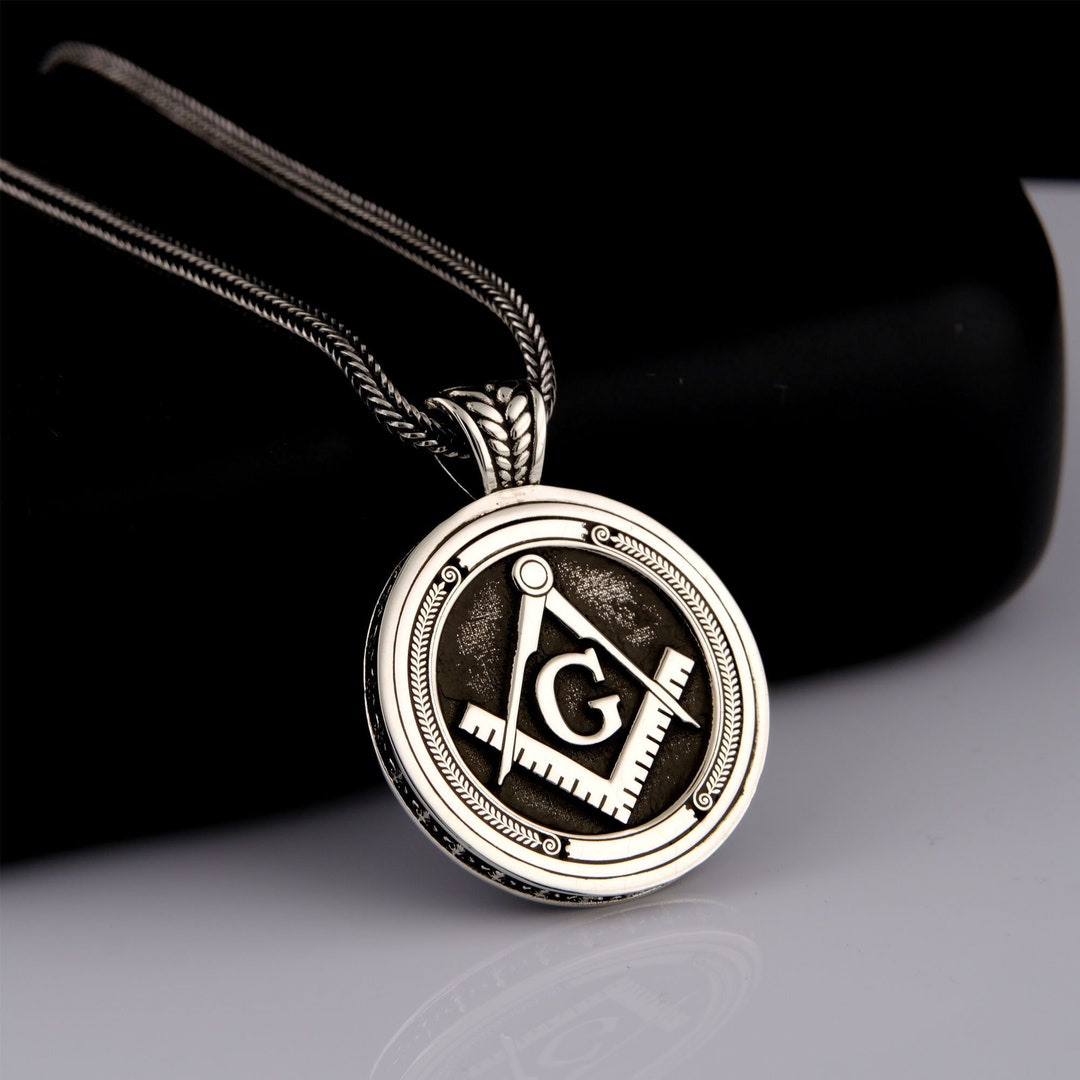 Silver Masonic Necklace, Freemason Masonic Jewelry, Illuminati Necklace ...