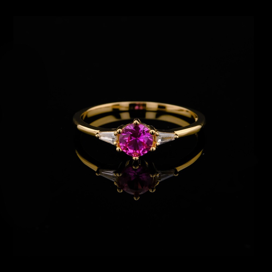 14K Solid Gold Ruby Ring, July Birthstone Jewelery , Ruby Stone Ring ...