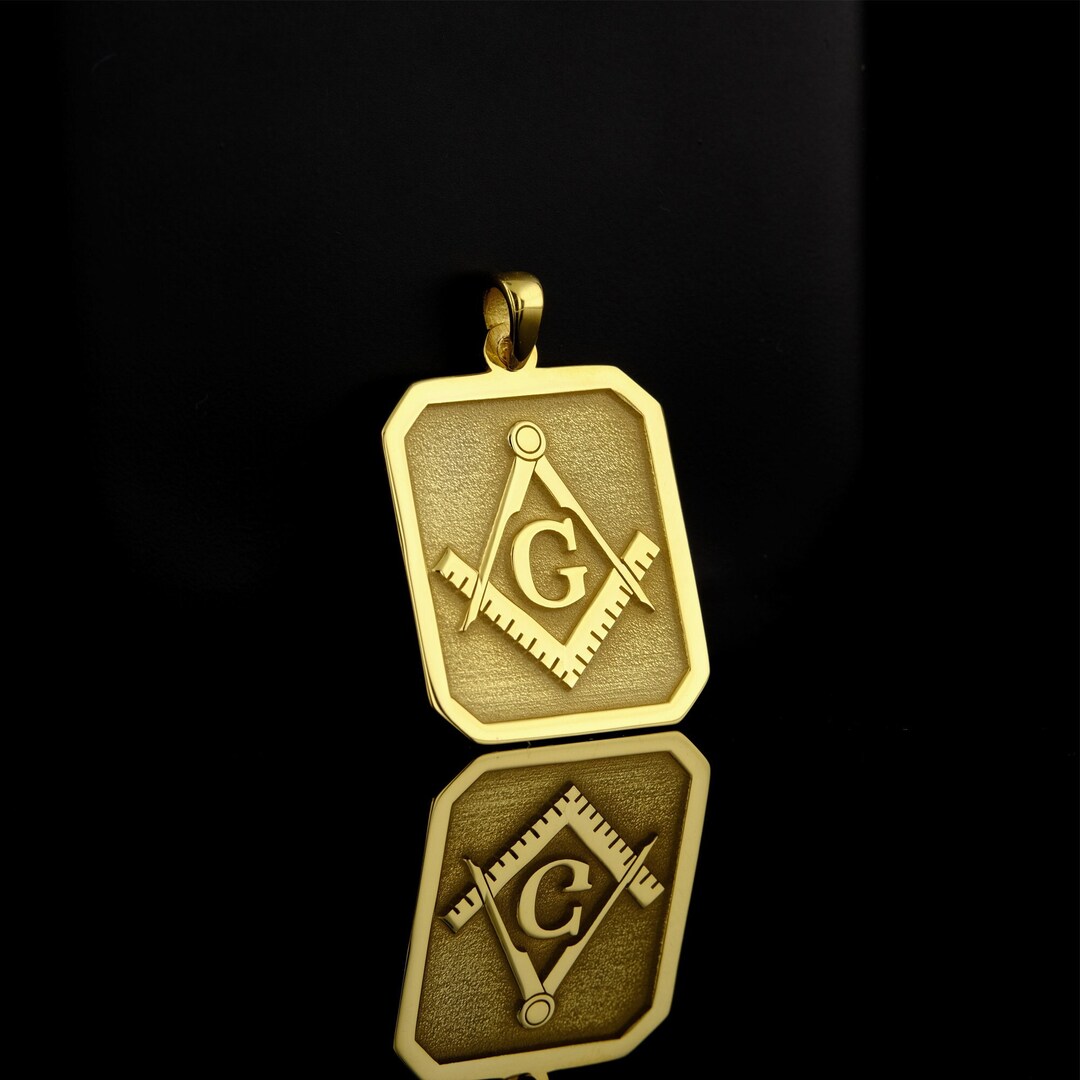 14K Solid Gold Masonic Necklace, Gold Minimalist Masonic Pendant ...