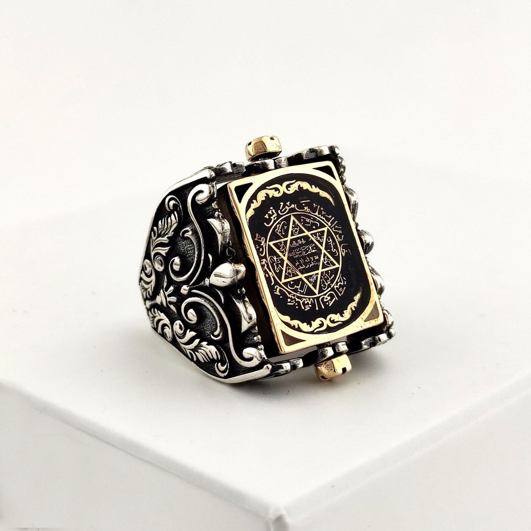 Onyx Stone Solomon Ring,seal of Solomon Ring, Solomon Seal Protection ...