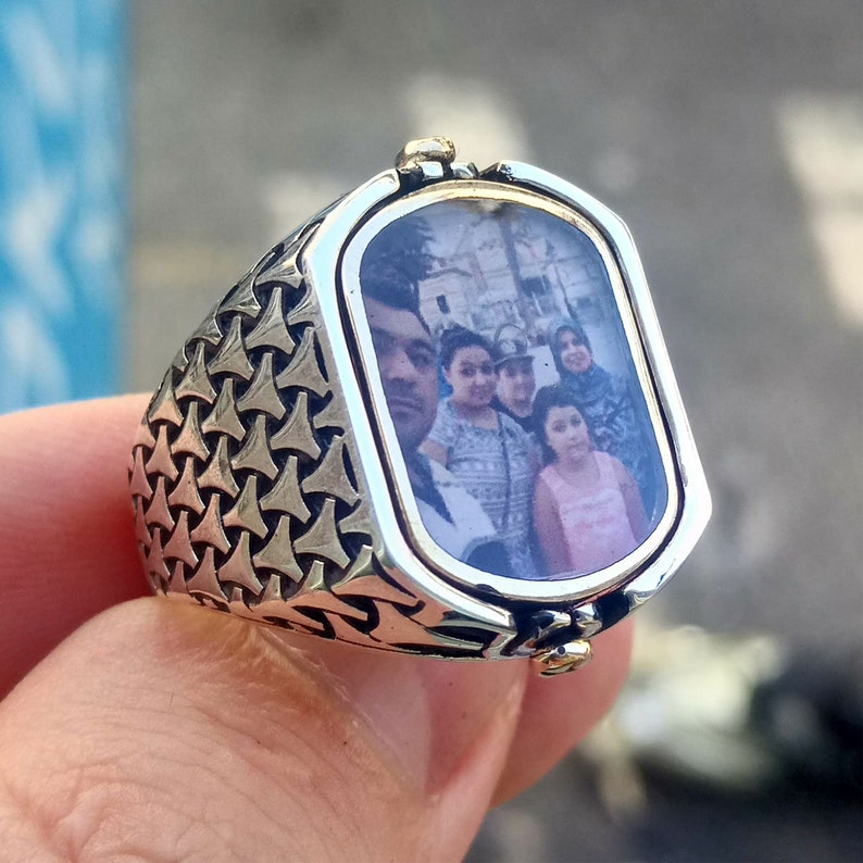 925 Sterling Silver Double-sided Personalized Photo Ring | Etsy
