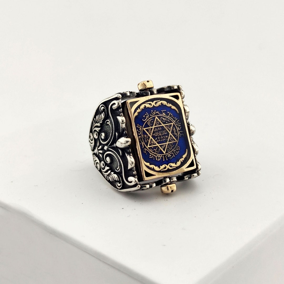 Onyx Stone Solomon Ring,seal of Solomon Ring, Solomon Seal Protection ...