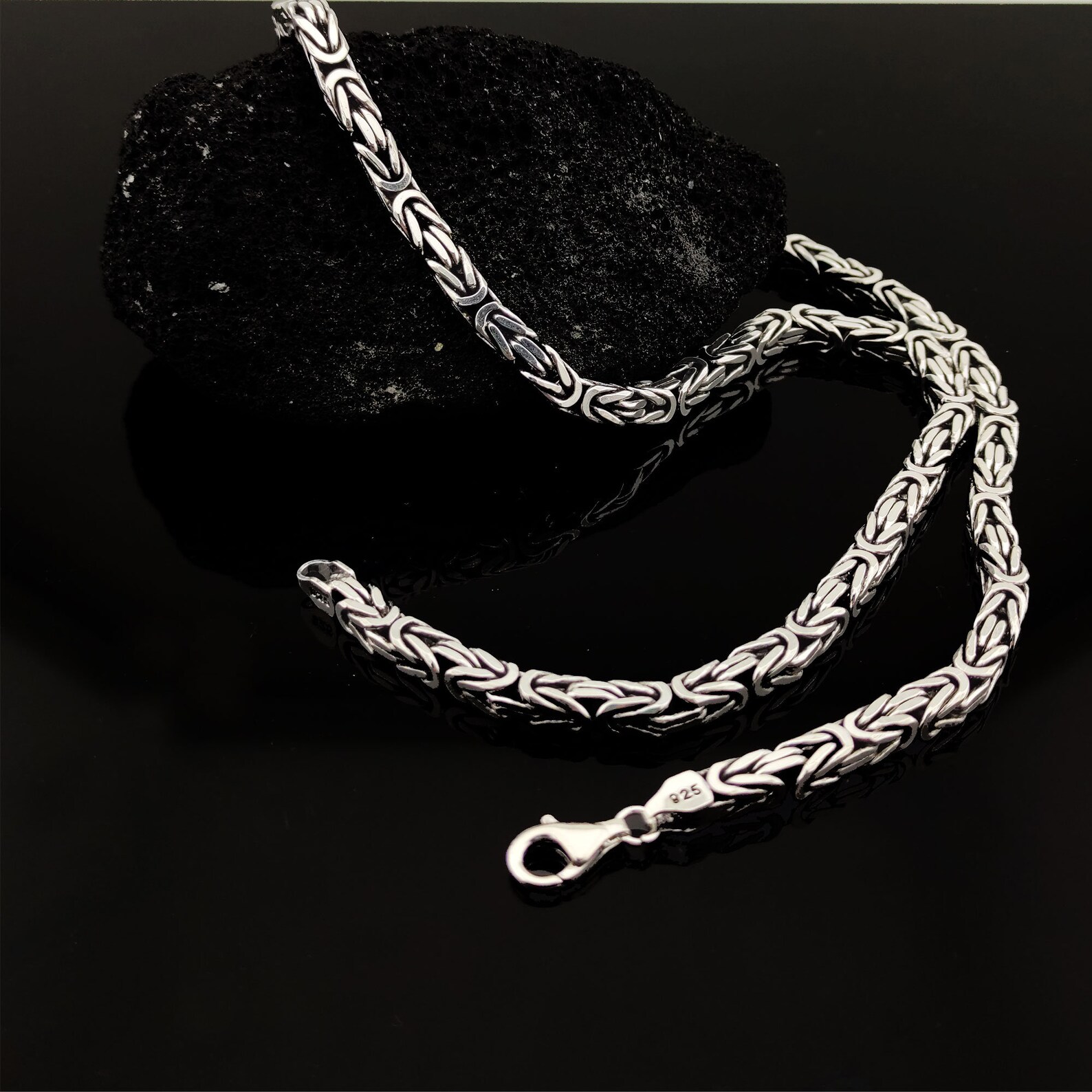 7 Mm Byzantine Chainbali Byzantine Necklacemen Silver Chain - Etsy