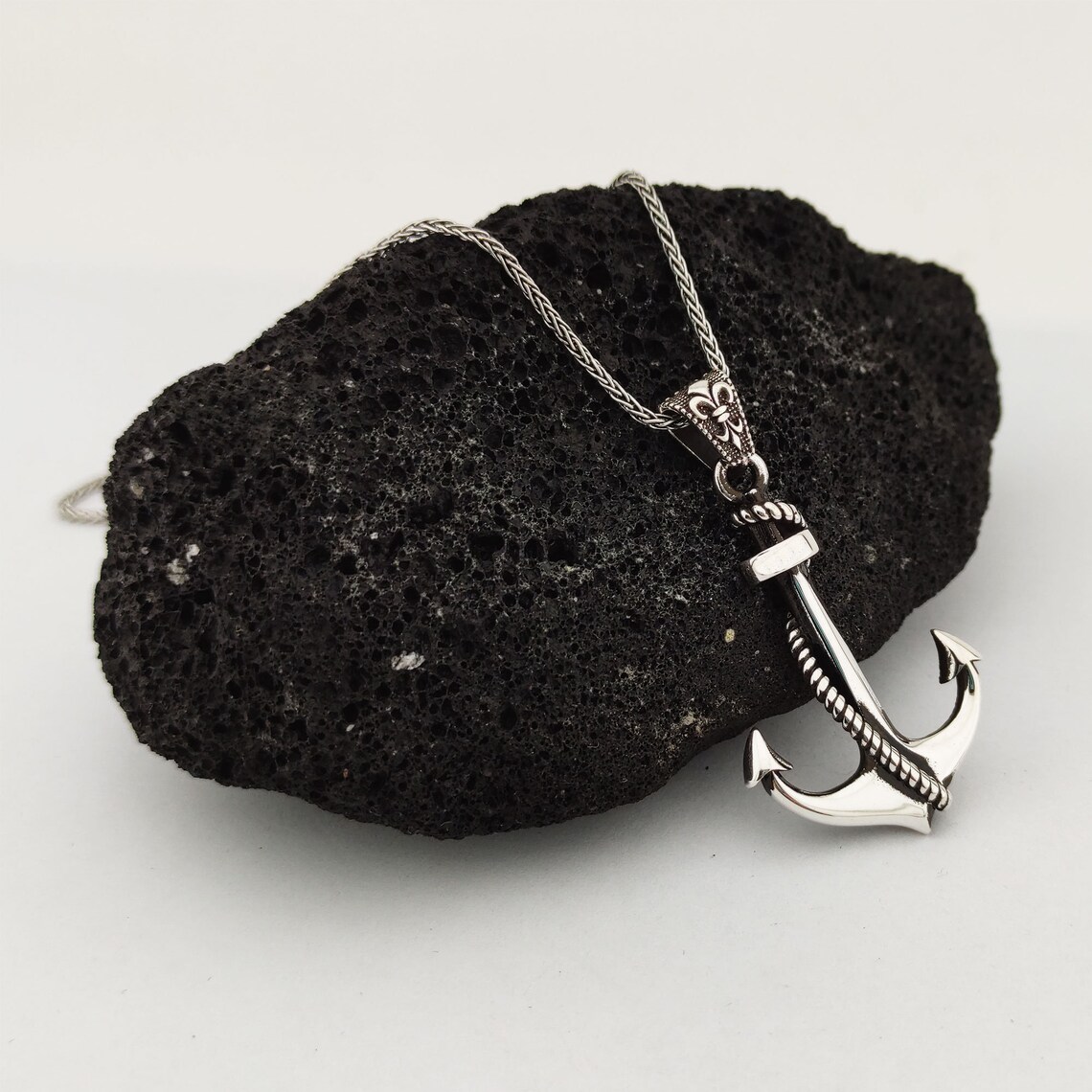 925 Sterling Silver Anchor Necklace and 55 Cm Chain 925 | Etsy