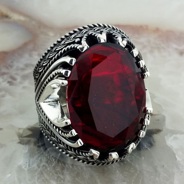 Red Stone Ring - Etsy