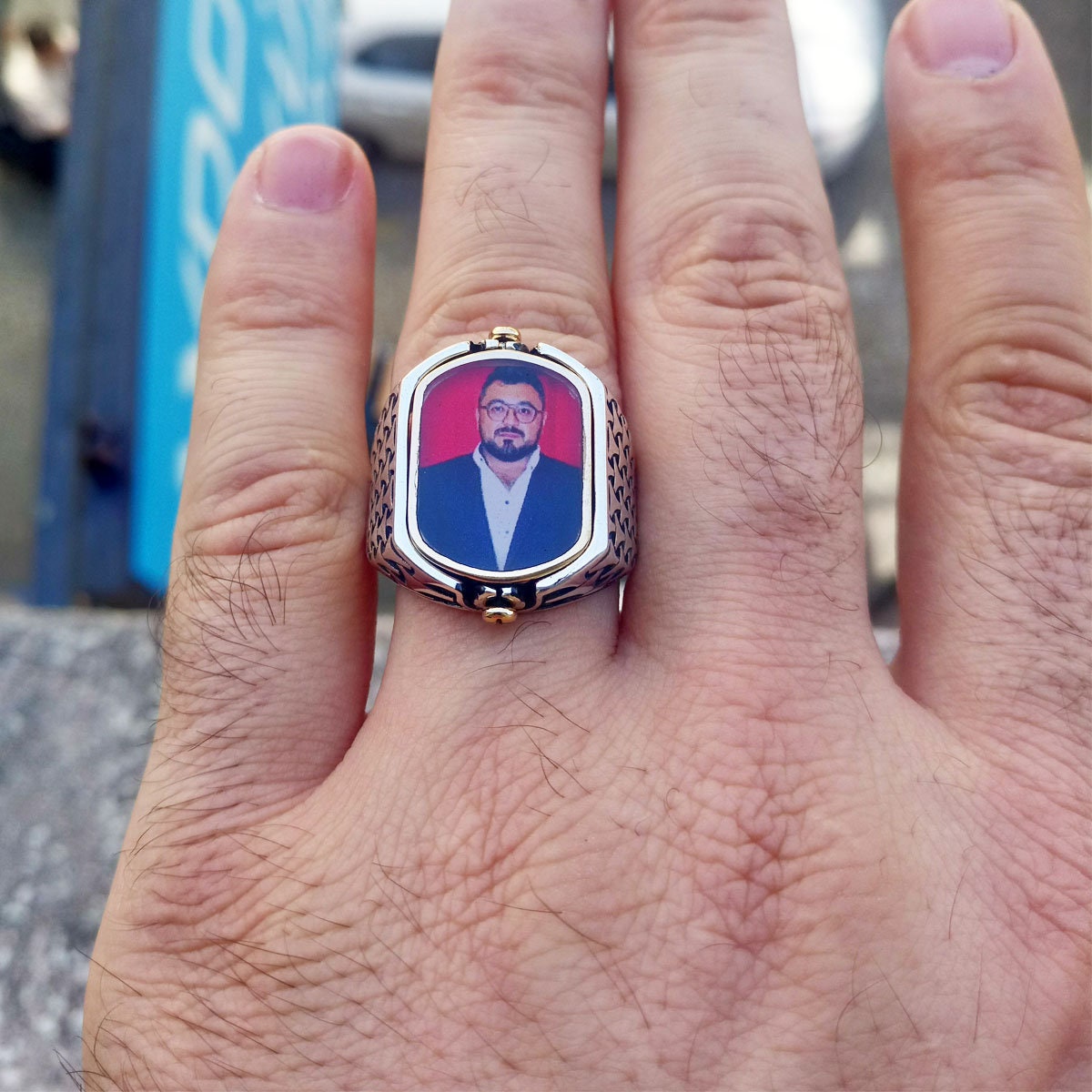 925 Sterling Silver Double-sided Personalized Photo Ring | Etsy