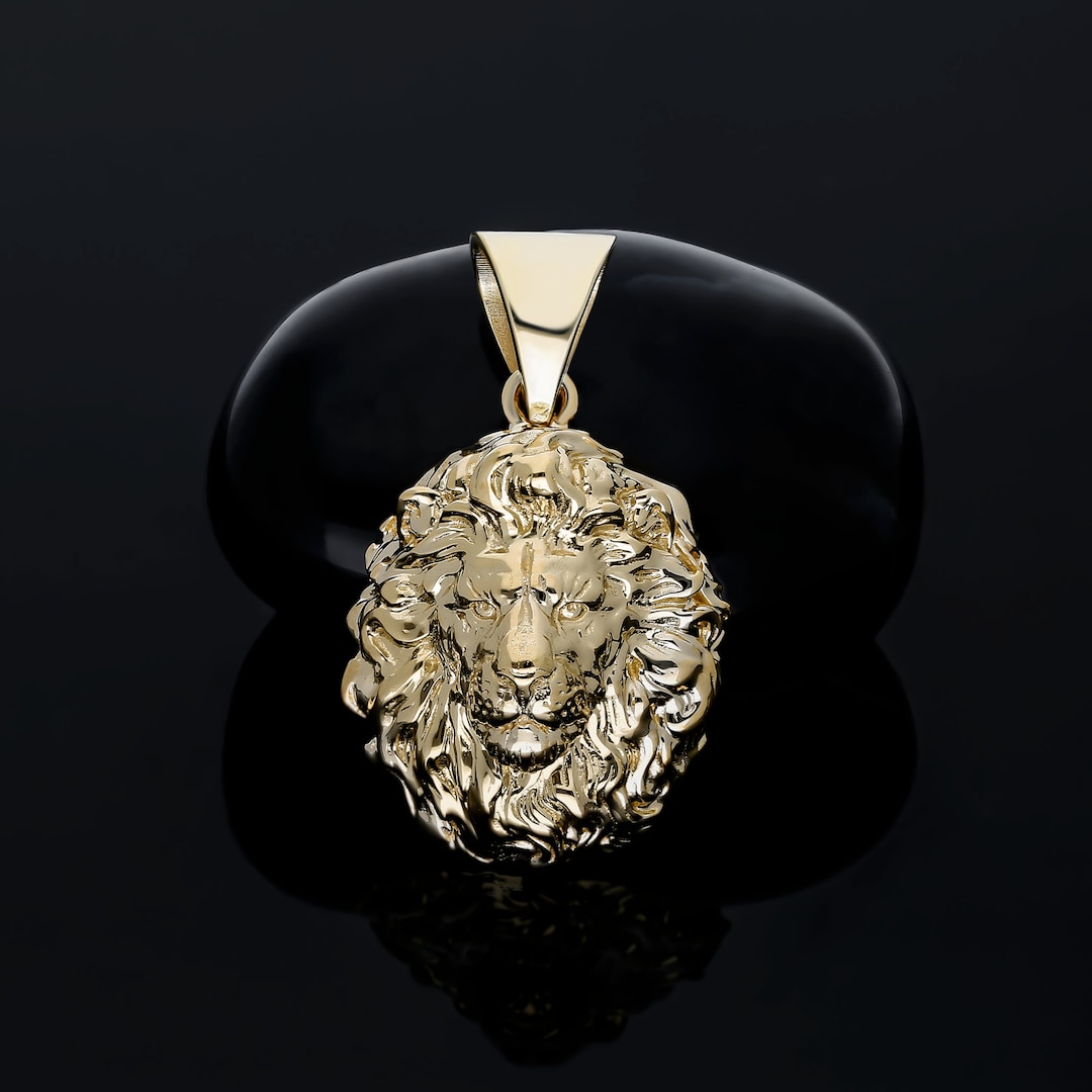 Lion Necklace, 14K Solid Gold Lion Head Necklace, 14K Gold Lion King ...