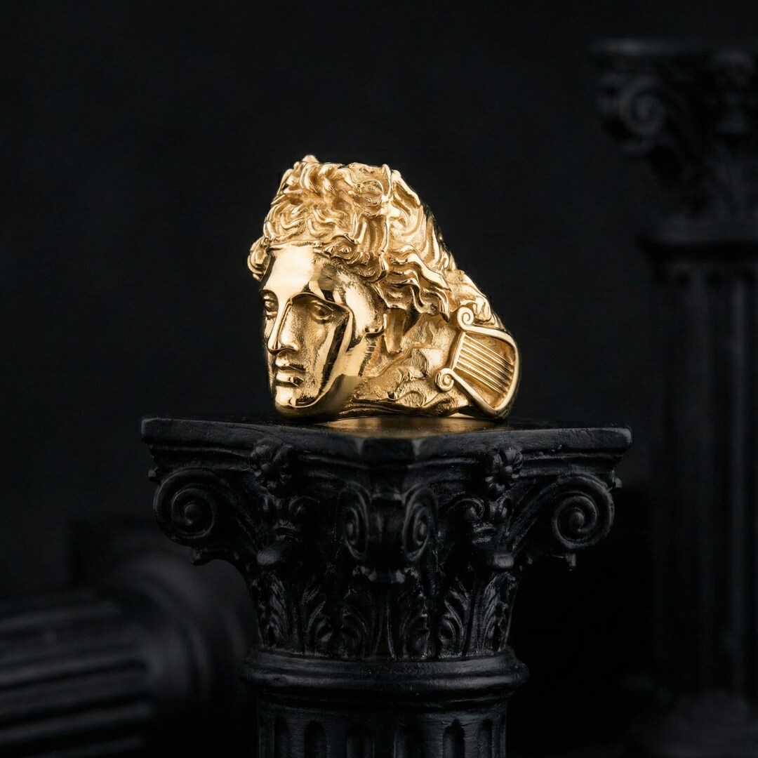 14K Gold Apollo Ring Greek Mythology Sculpted Statement Jewelry - Etsy