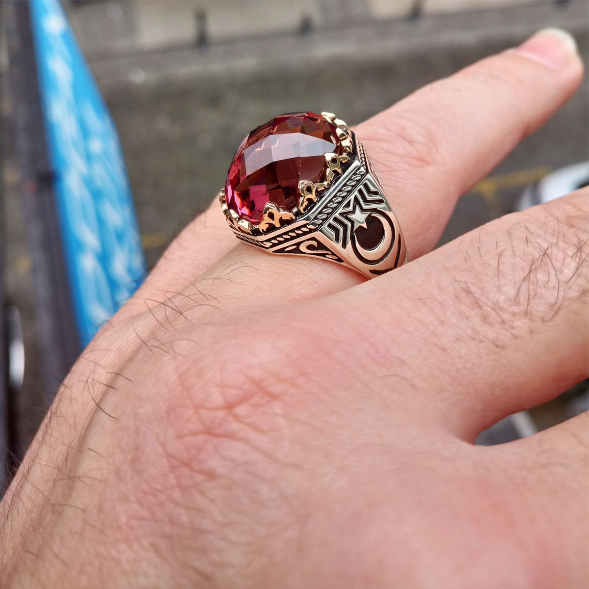 925 Sterling Silver Alexandrite Stone Moon Star Patterned - Etsy