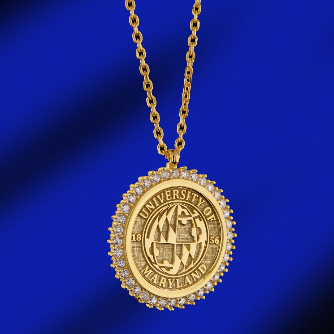 14k Solid Gold Graduation Necklace: Personalized School Logo Pendant - Etsy