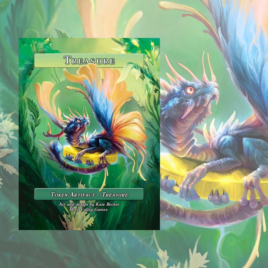 Treasure / Faerie Dragon Flip Token (set of 4) - Etsy