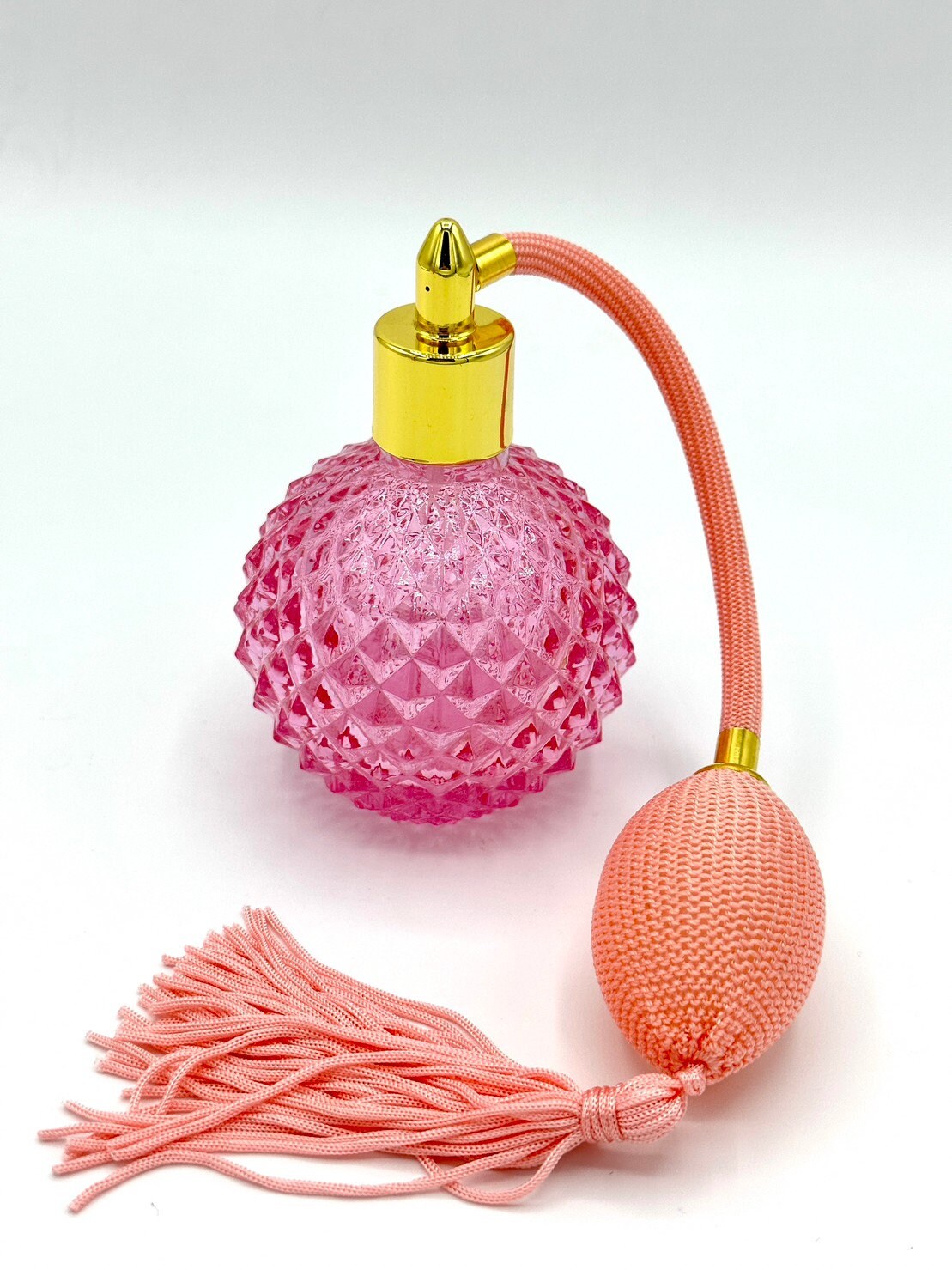 Mini Round Golden Hot Pink Lady Perfume Atomizer Spray Bottle Vintage ...