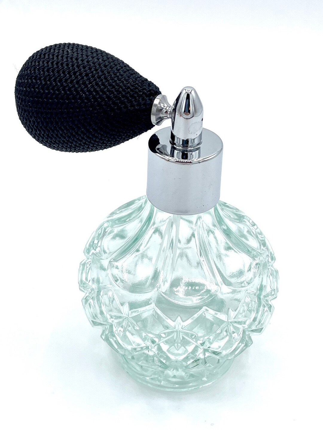 Mini Silver Black Crystal Perfume Atomizer Spray Bottle Vintage Crystal ...