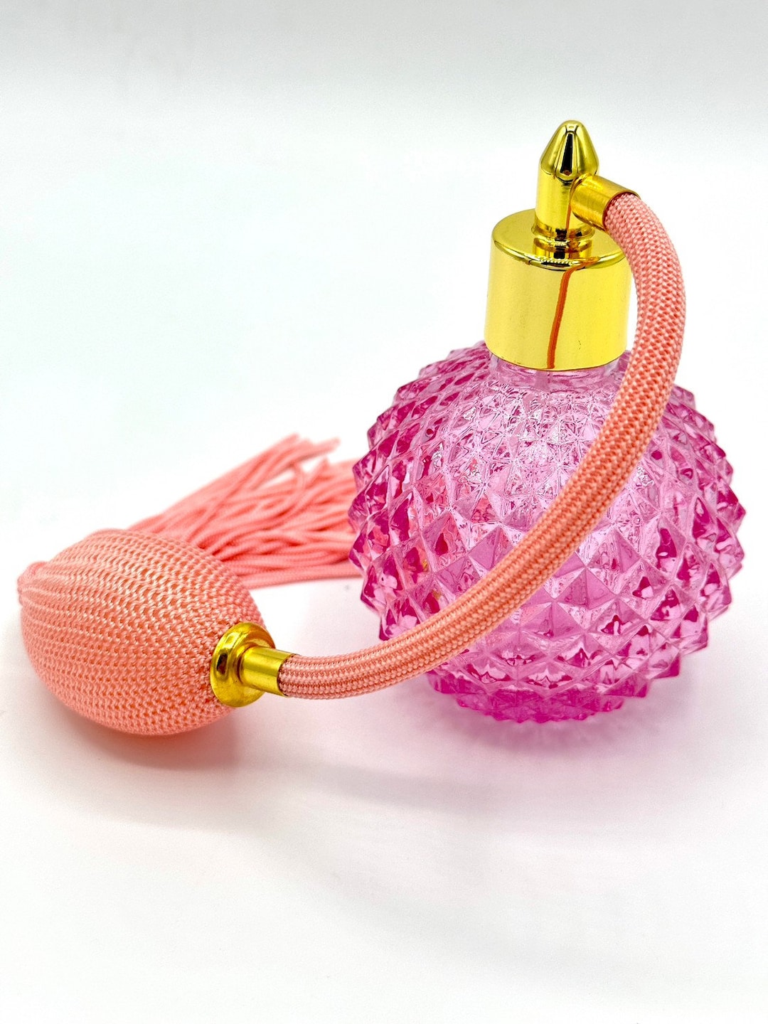 Mini Round Golden Hot Pink Lady Perfume Atomizer Spray Bottle Vintage ...