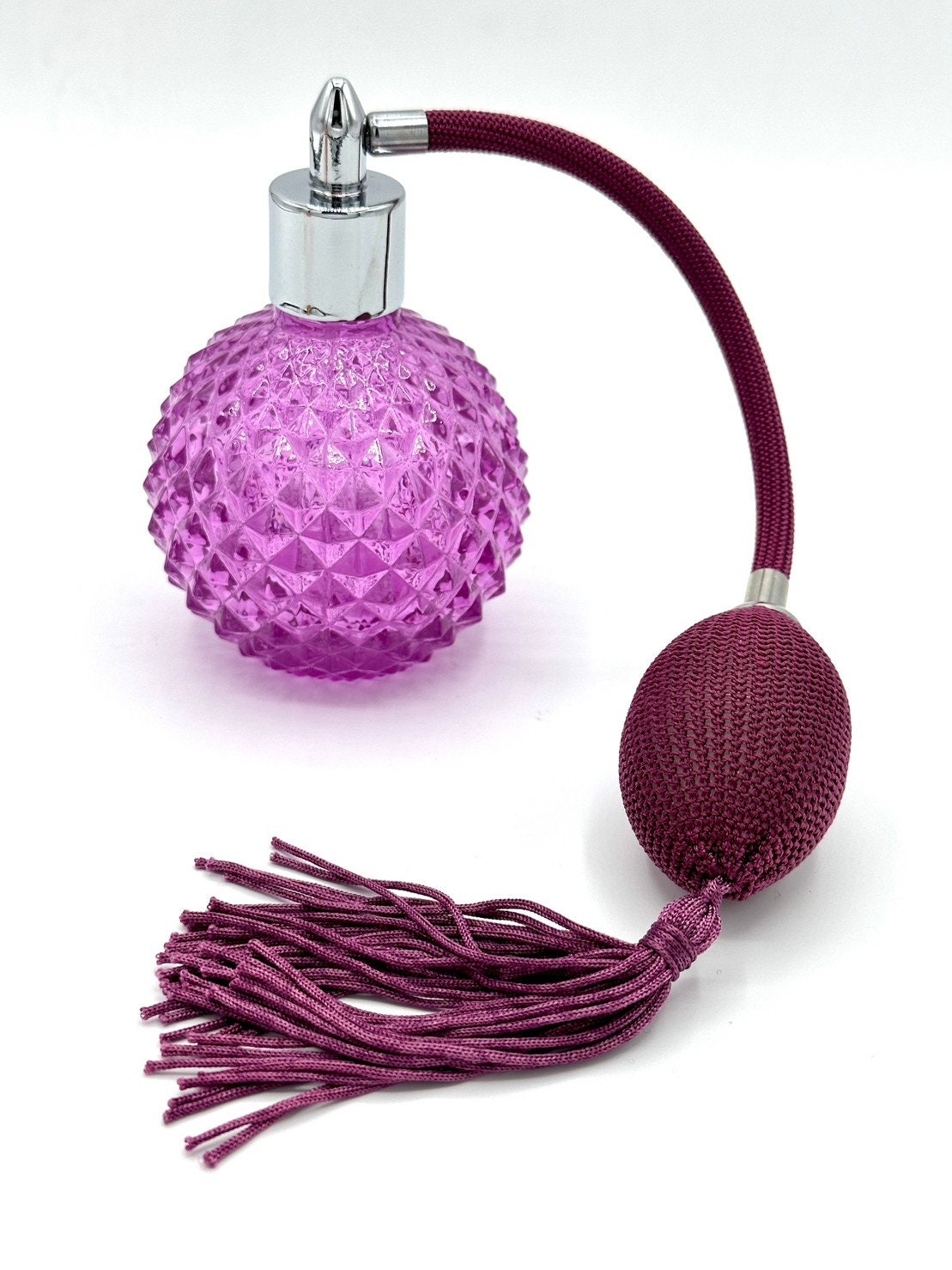 Mini Round Silver Pansy Perfume Atomizer Spray Bottle Vintage Crystal ...