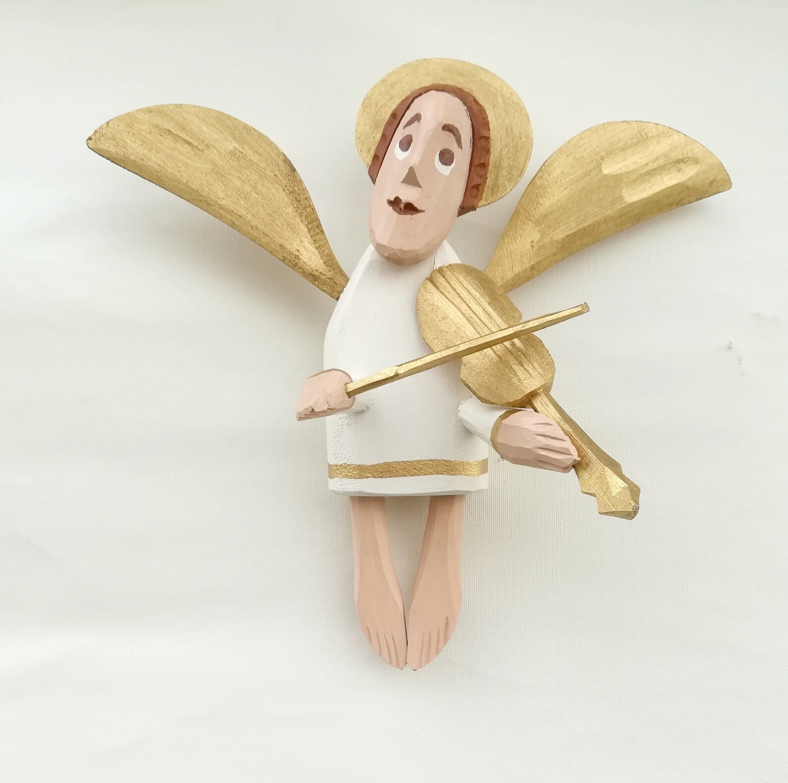 Angel Wall Sculpture / Angel With Violin Wooden Sculpture / Angel ...