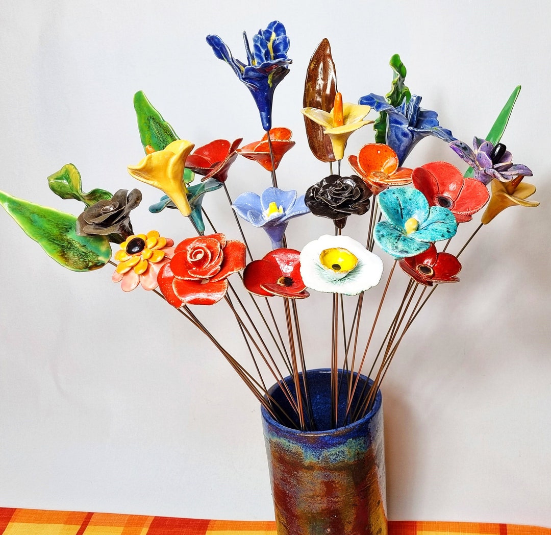 Handmade Ceramic Rose - Glossy Glazed Clay Flowers - Etsy
