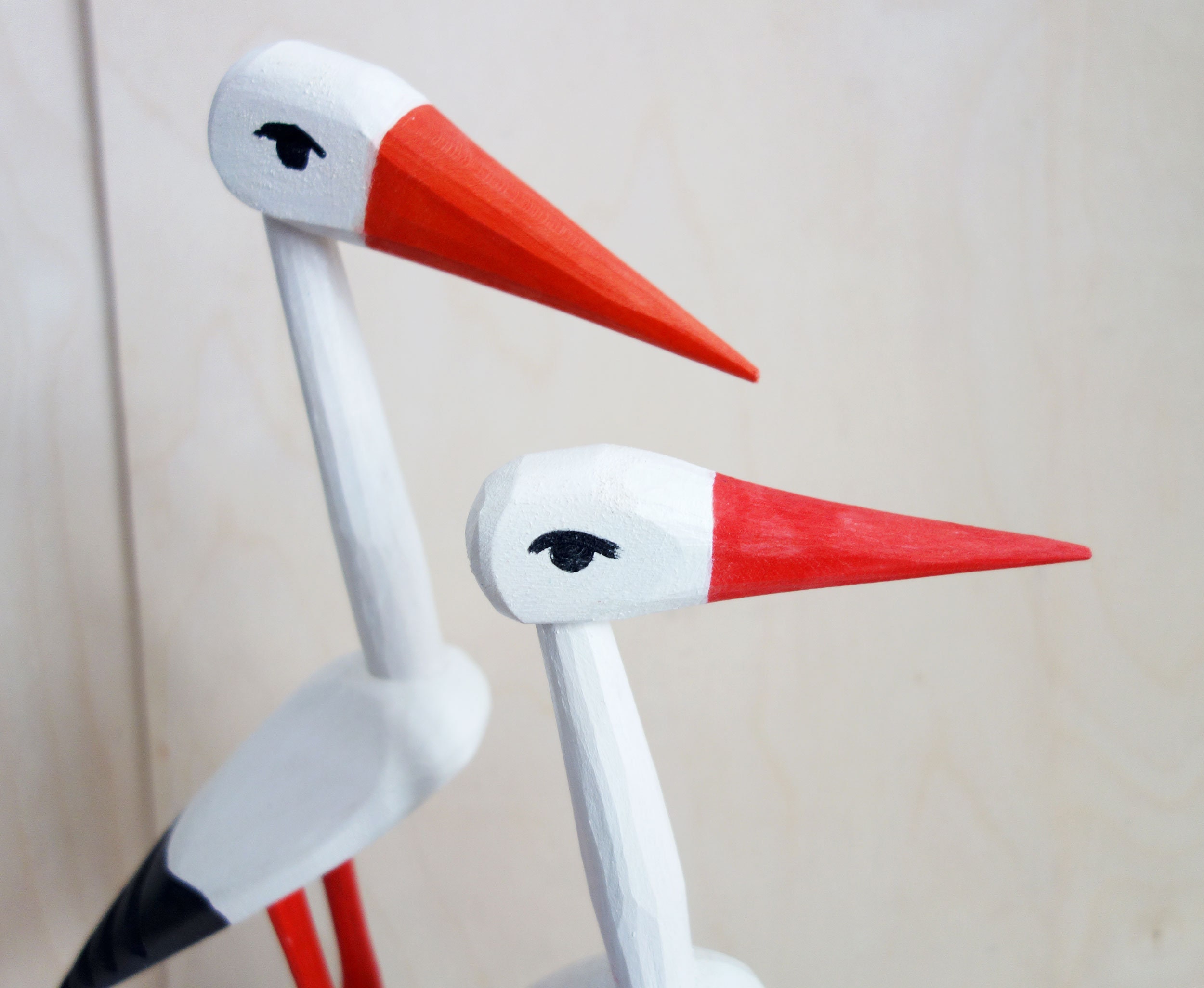 Stork Wooden Sculpture / Stork Figurine / Hand Carved Bird / - Etsy