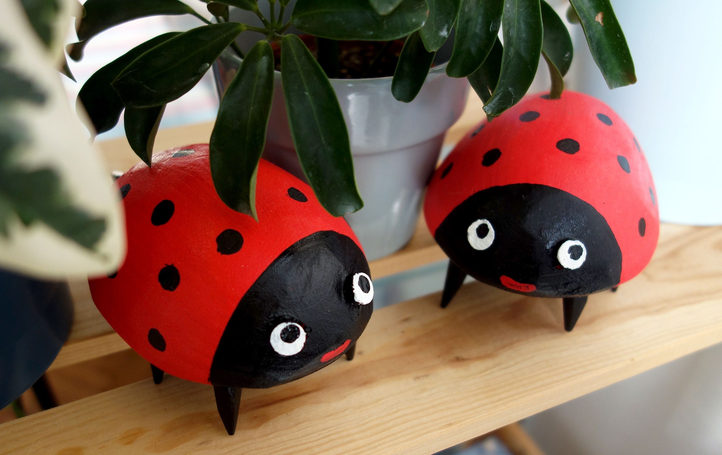 Ladybug Handcrafted and Painted / Ladybug Wooden Sculptur | Etsy