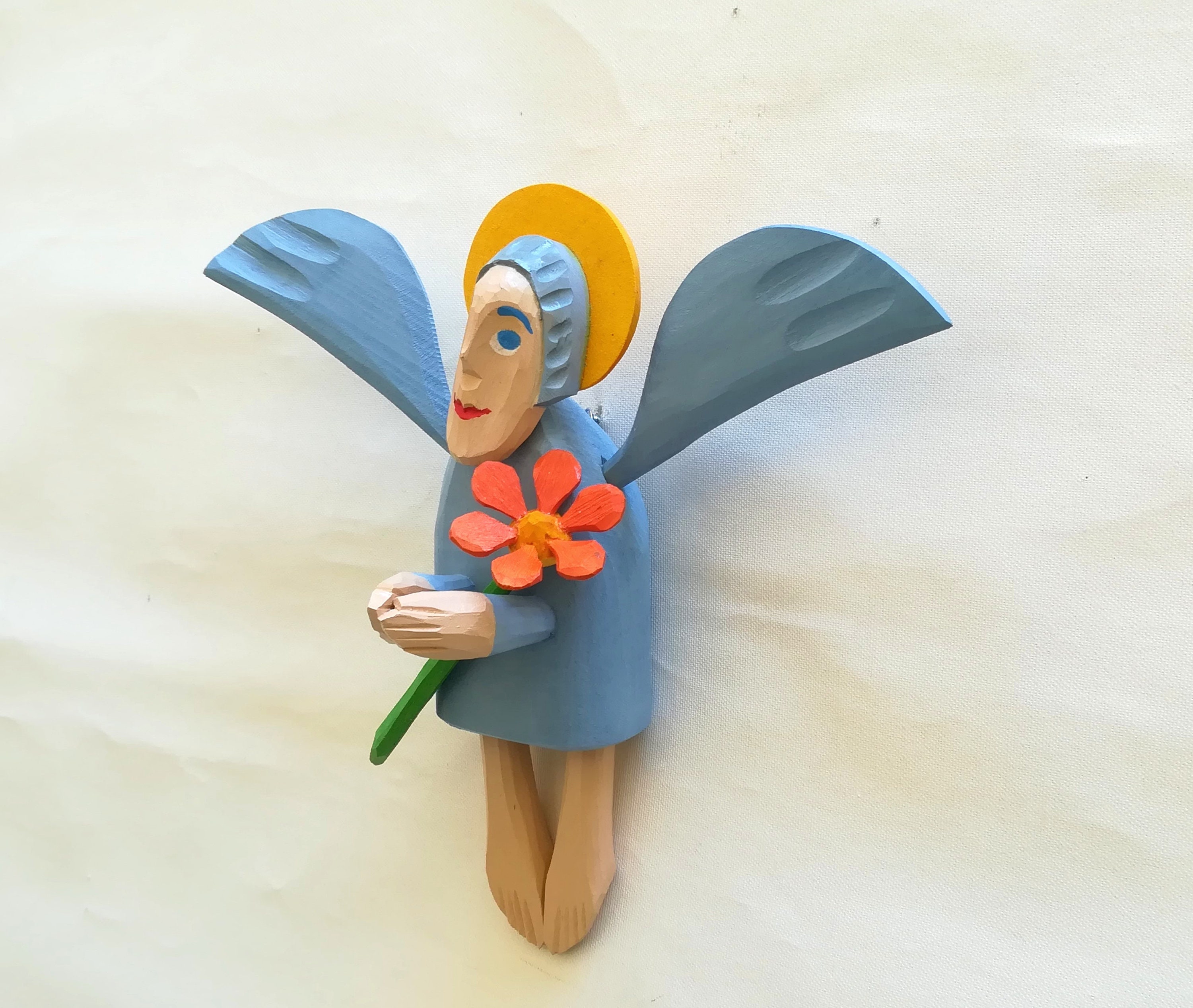 Angel Wall Sculpture / Hanging Angel / Angel With Flower - Etsy