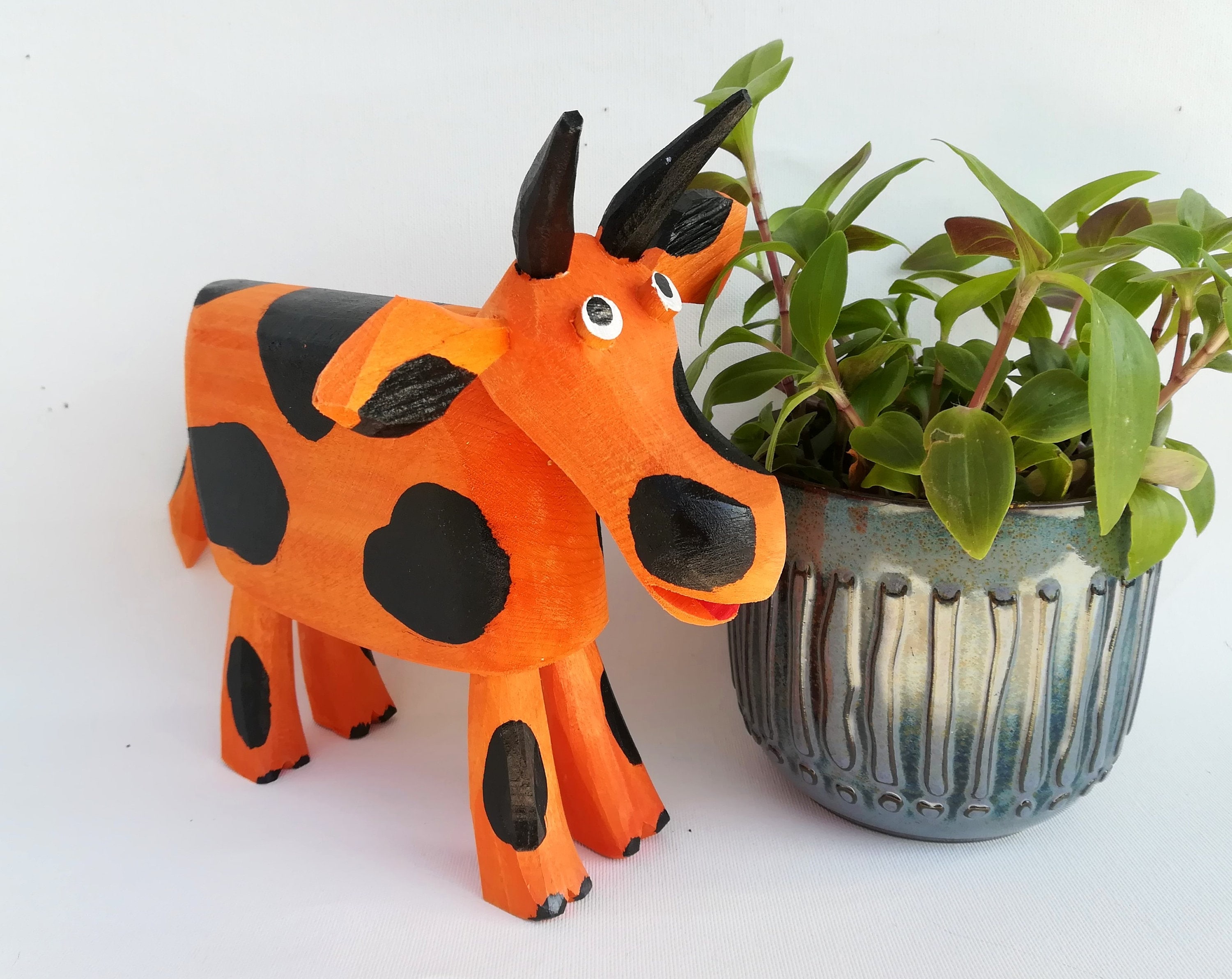 Cow figurine / Cow sculpture hand-carved / Cow Wooden | Etsy