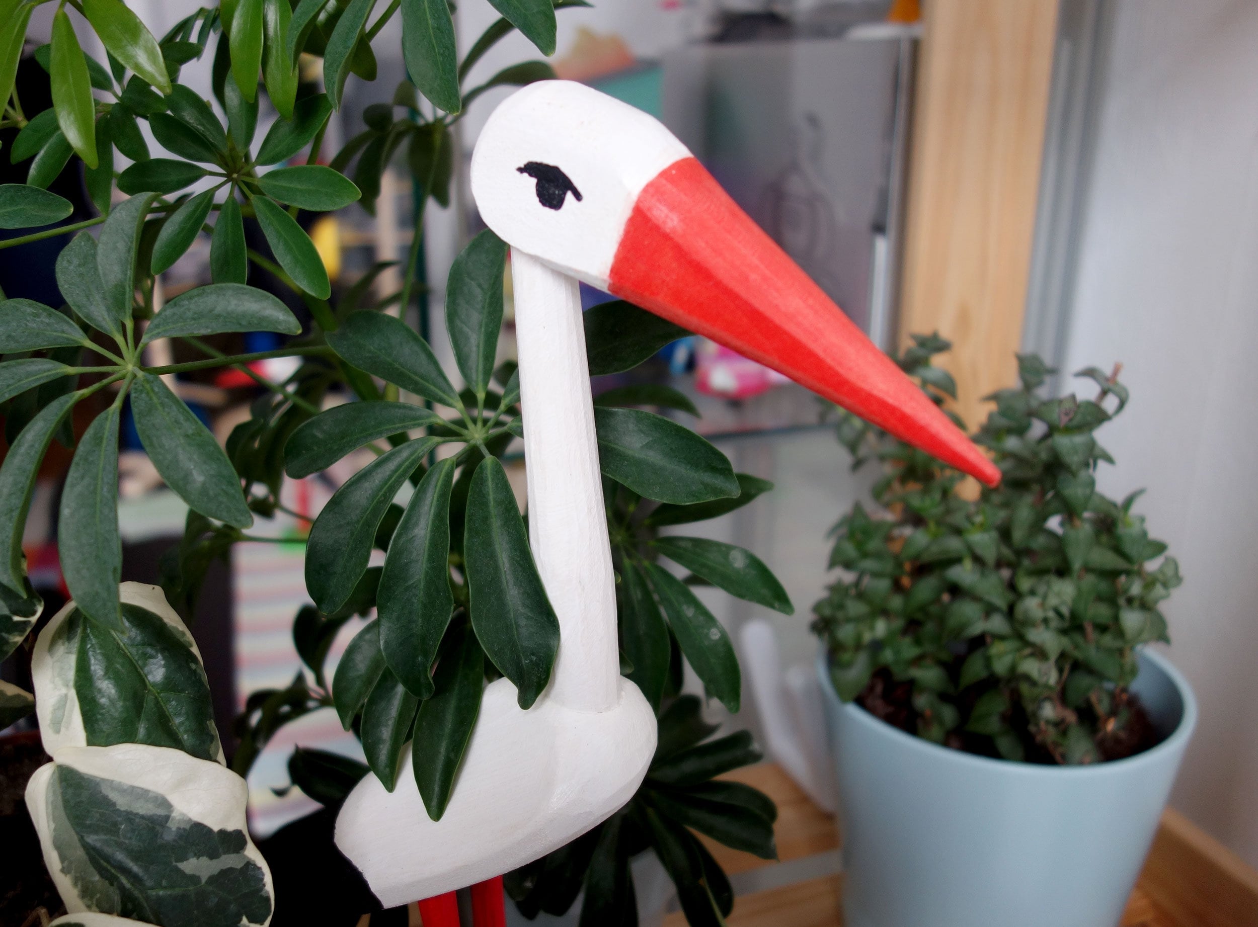 Stork Wooden Sculpture / Stork Figurine / Hand Carved Bird / - Etsy