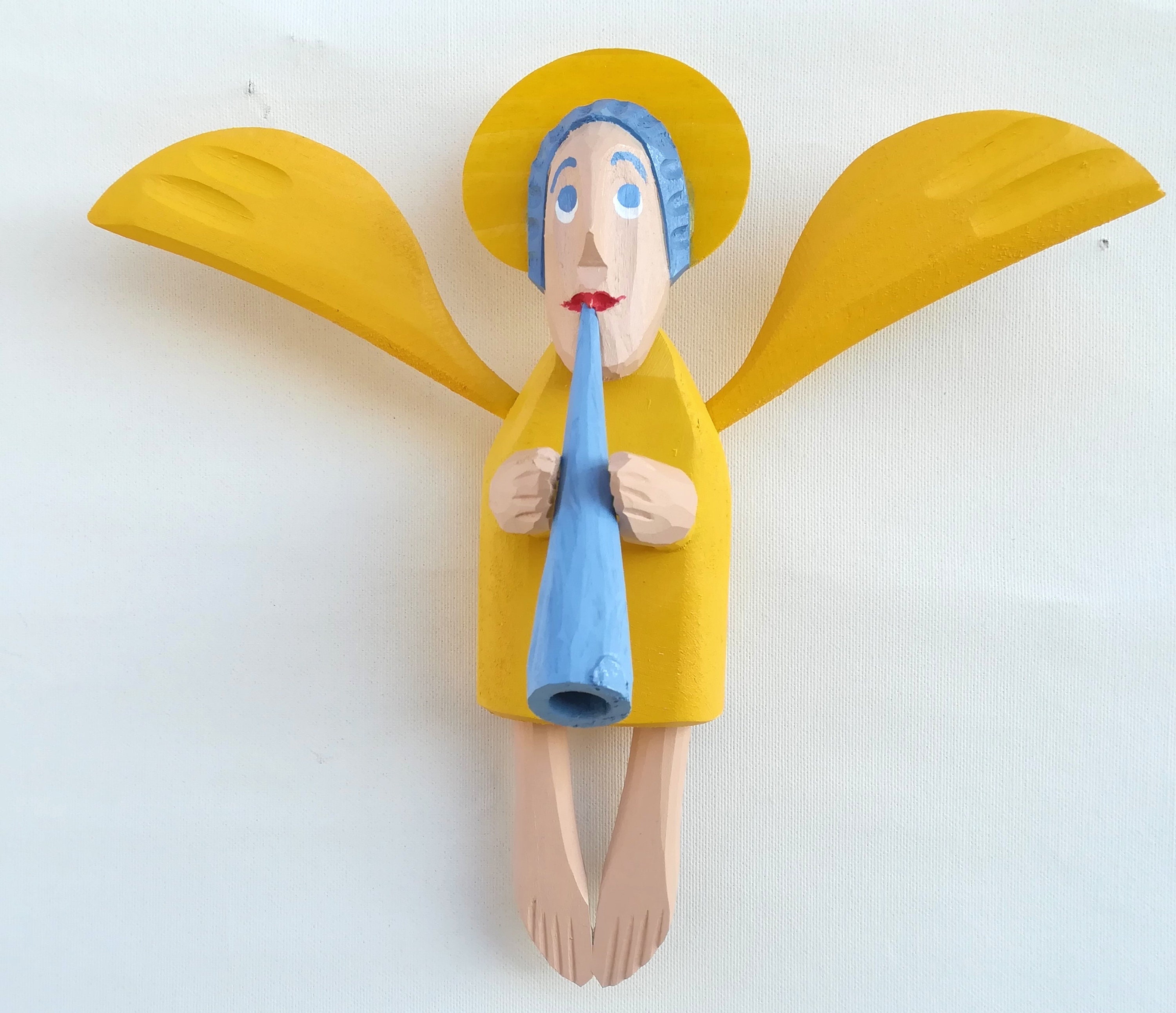 Angel Wall Sculpture / Angel With Flute Wooden Sculpture - Etsy