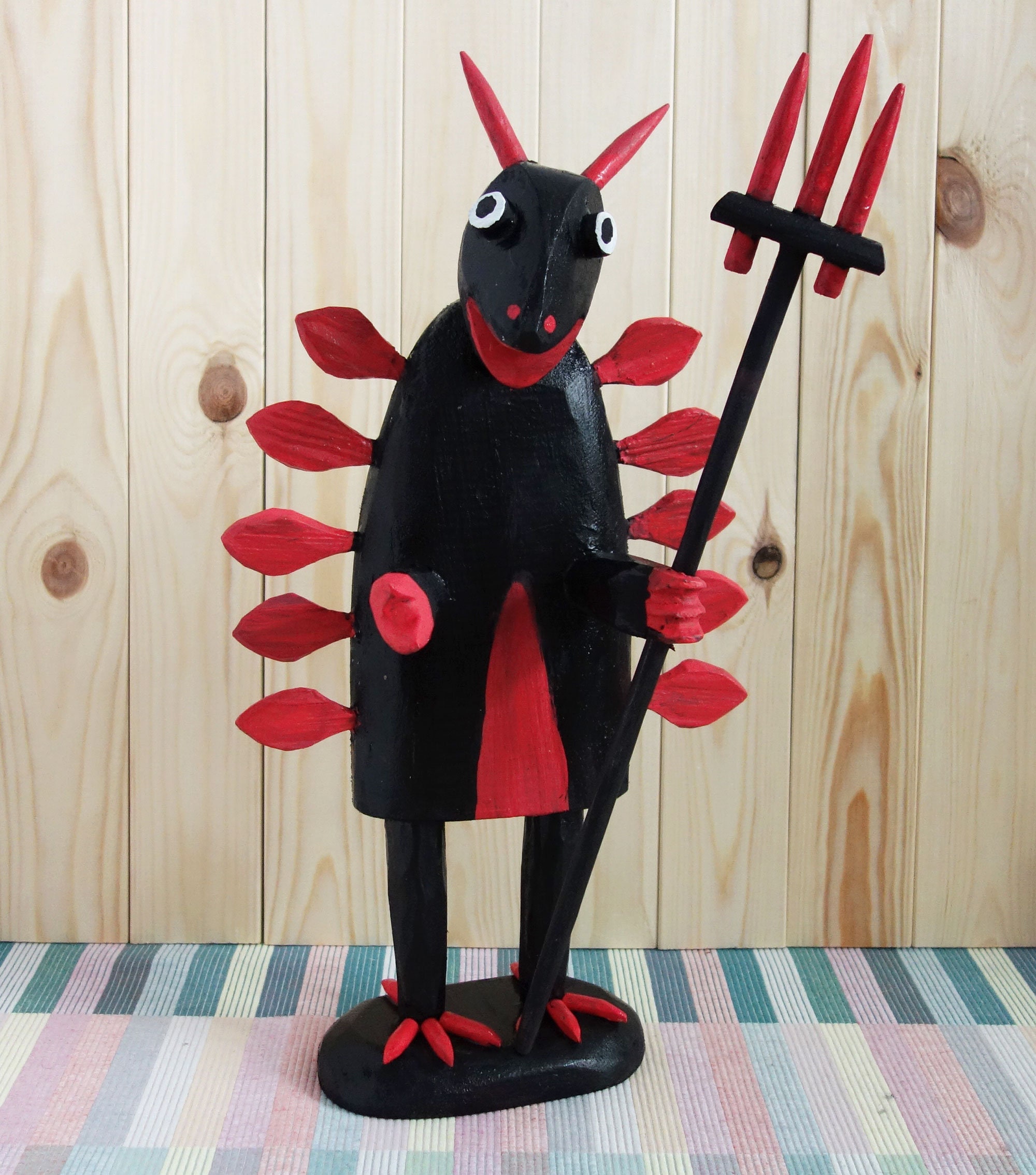 Red Devil Wooden Sculpture - Etsy