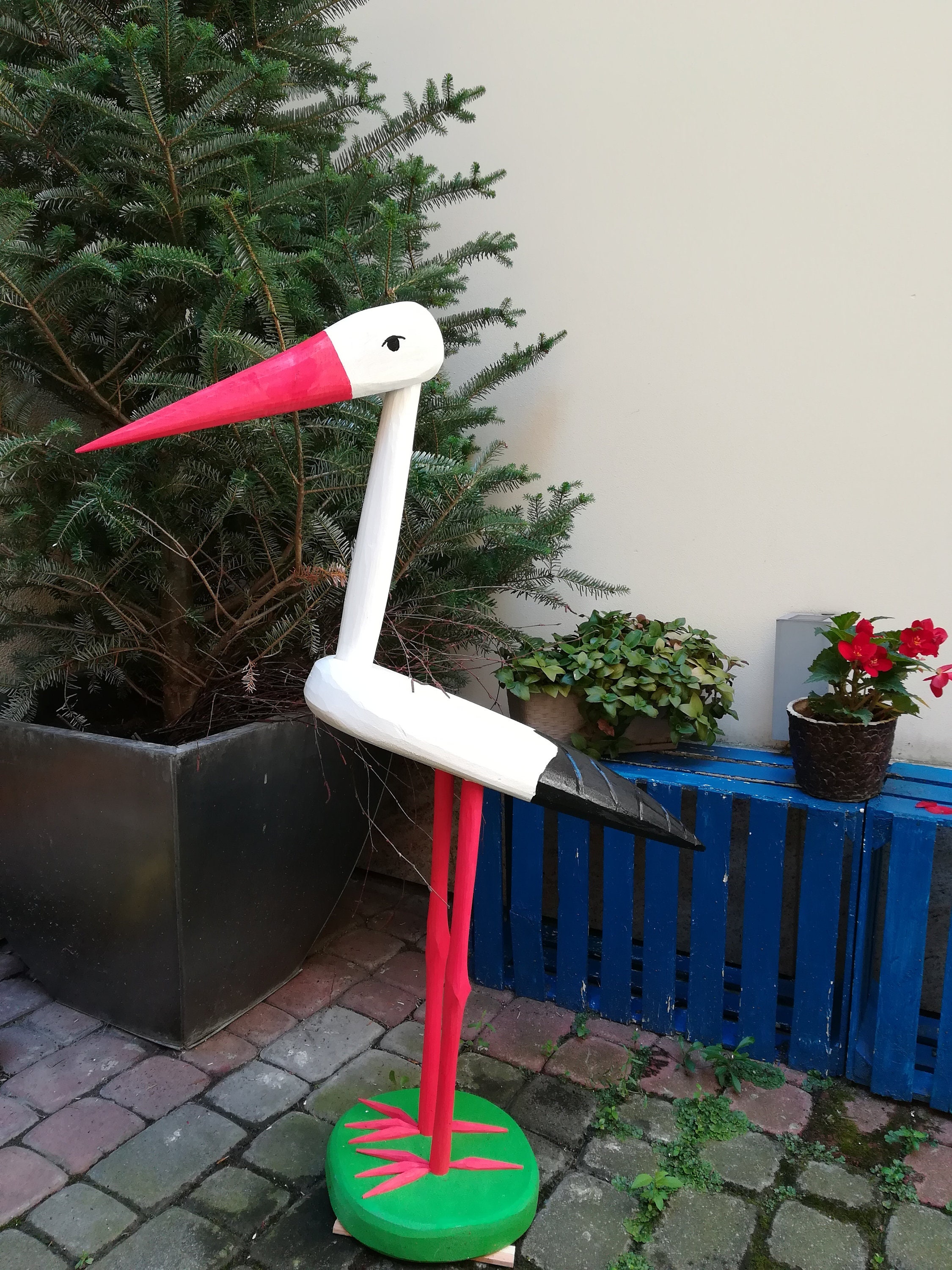 Stork Wooden Sculpture / Stork Figurine / Hand Carved Bird / - Etsy