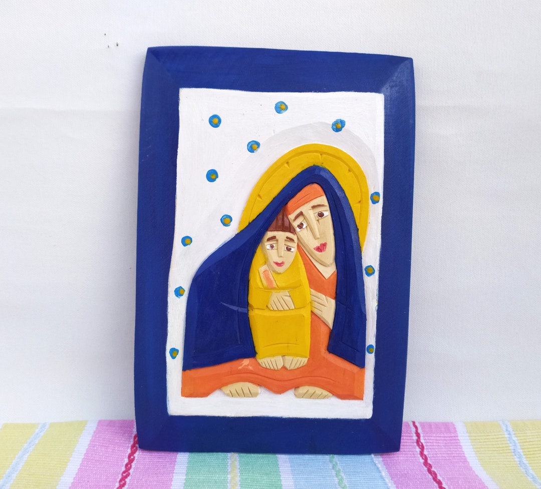 Holy Family in Wood Hand Carved and Hand Painted / Holy Family - Etsy
