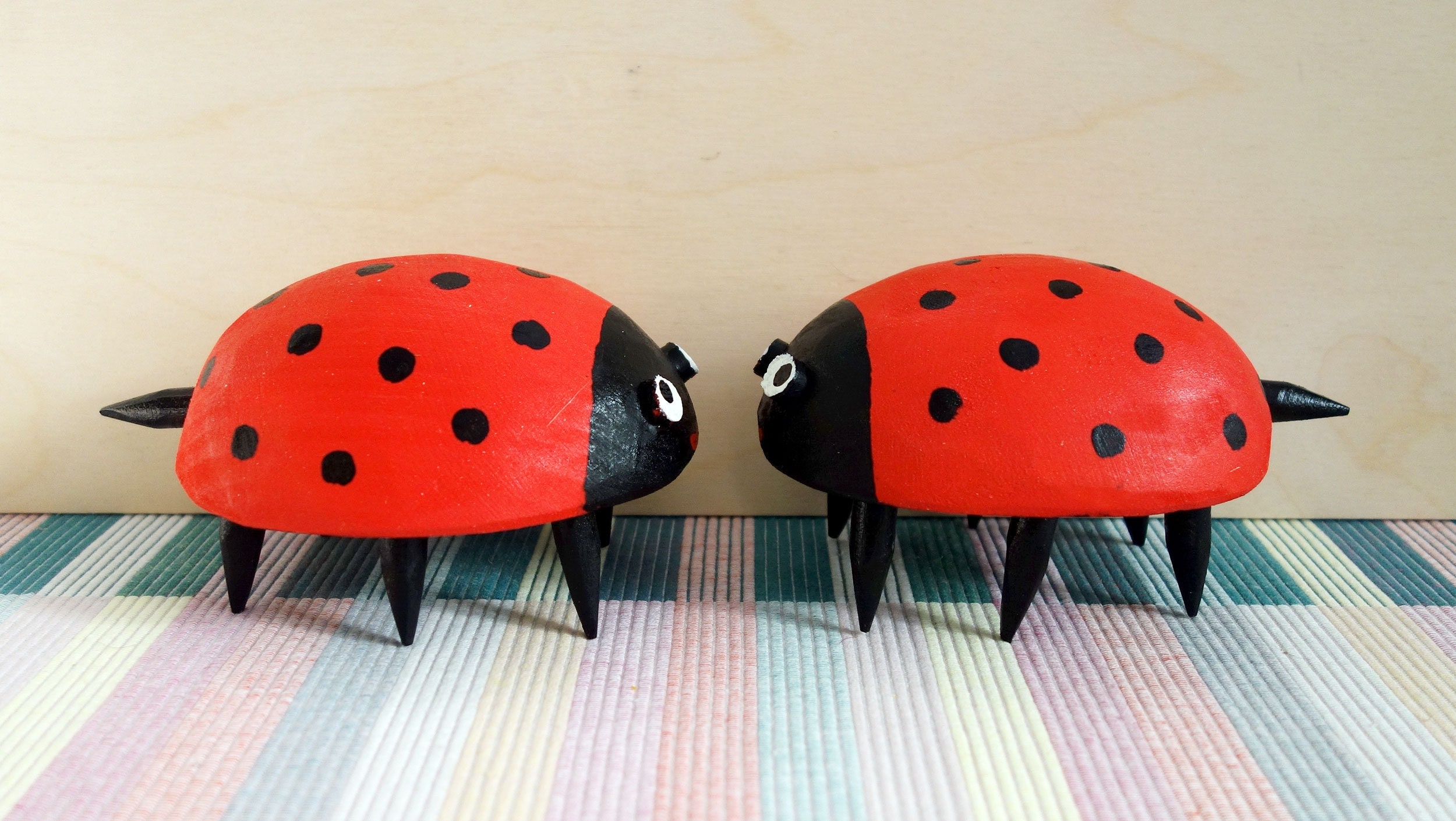Ladybug Handcrafted and Painted / Ladybug Wooden Sculptur | Etsy