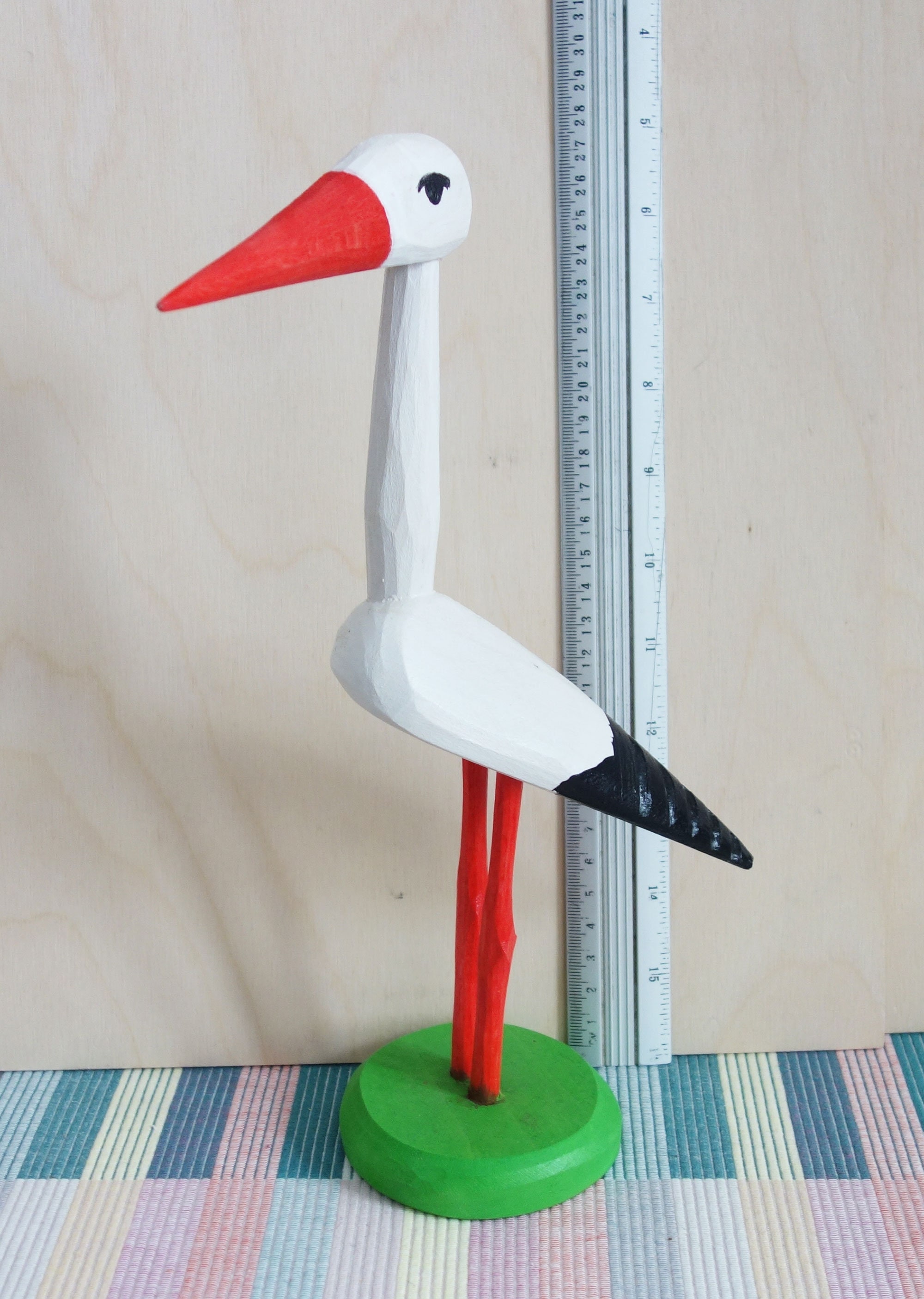 Stork Wooden Sculpture / Stork Figurine / Hand Carved Bird / - Etsy