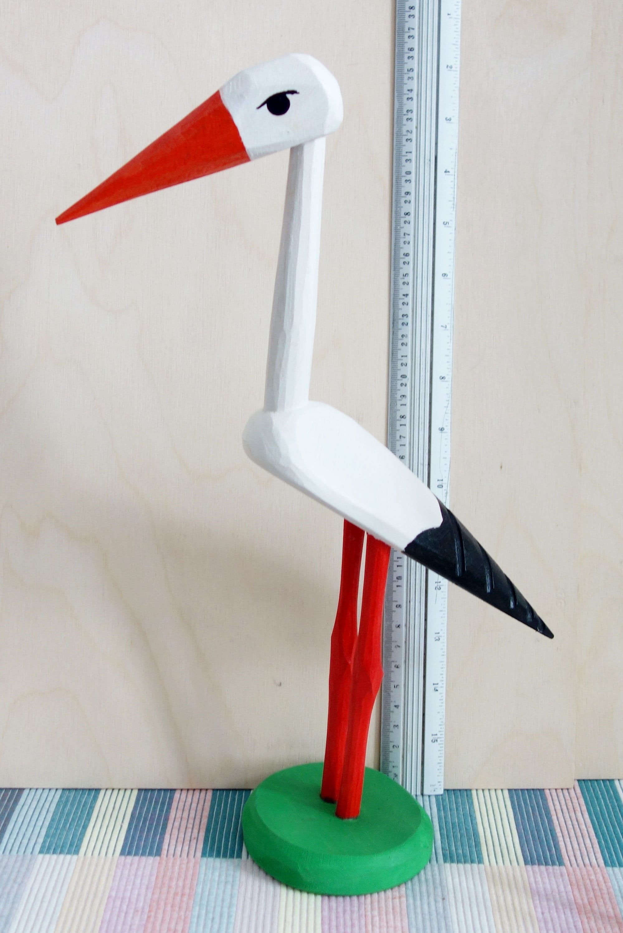 Stork Wooden Sculpture / Stork Figurine / Hand Carved Bird / - Etsy