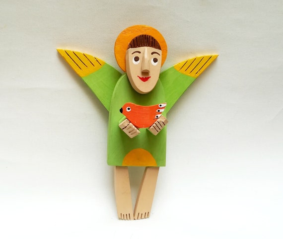 Angel Wall Sculpture / Hanging Angel / Angel Wooden Sculpture - Etsy
