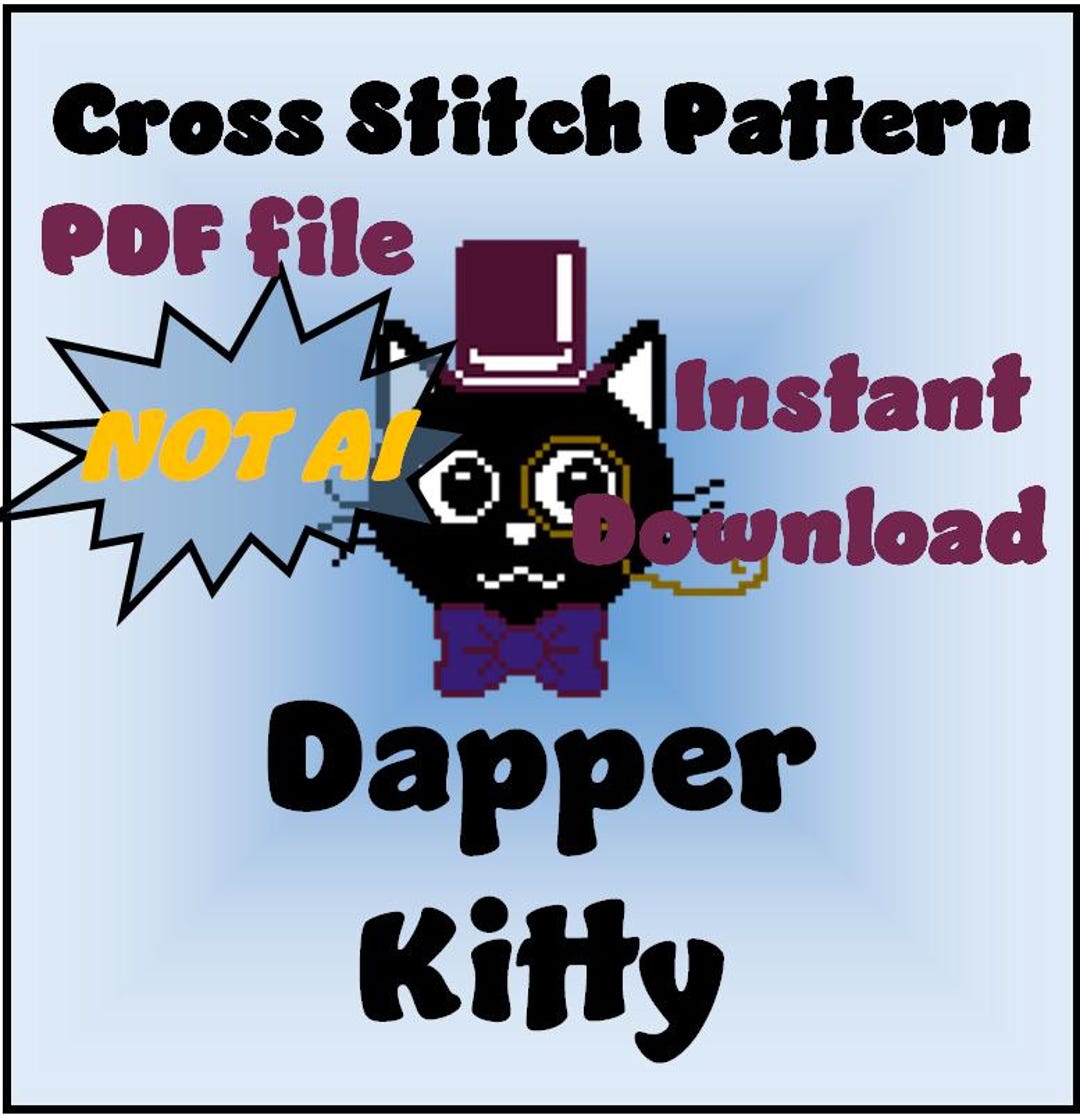 Cross Stitch PDF Pattern Dapper Kitty - Etsy