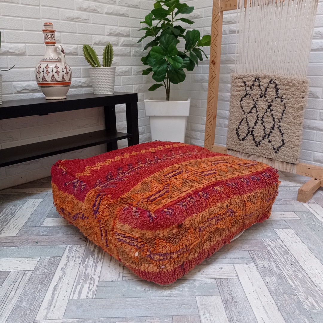 Handwoven Kilim Pouffe Bohemian Living Room Decor-çmoroccan - Etsy