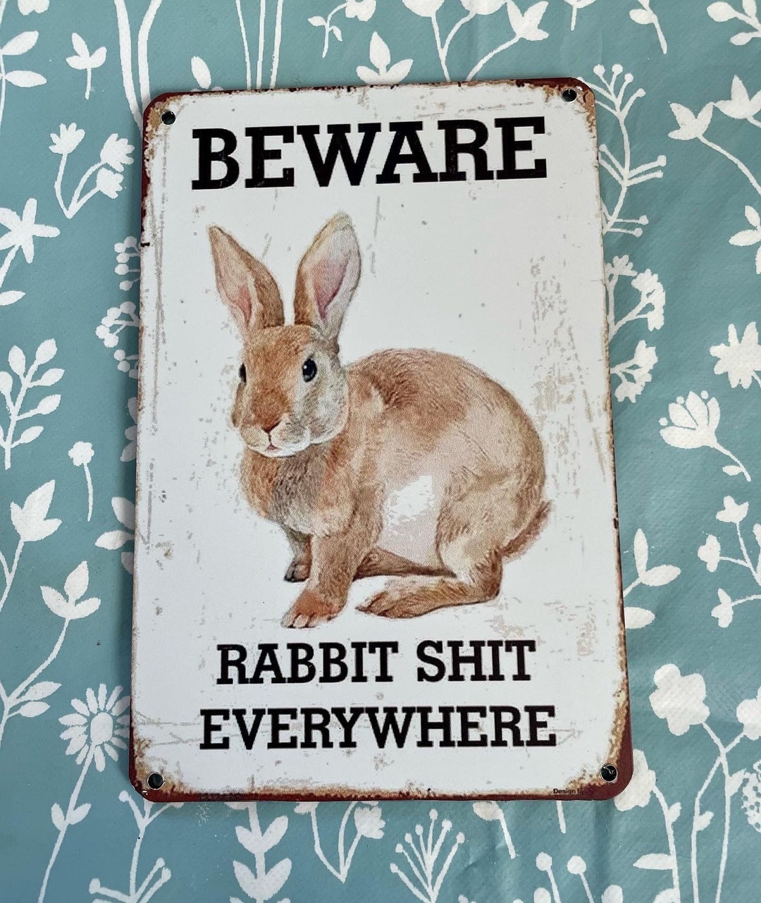 Poster Sign Funny Rabbit beware Rabbit Shit Everywhere Home Decor ...