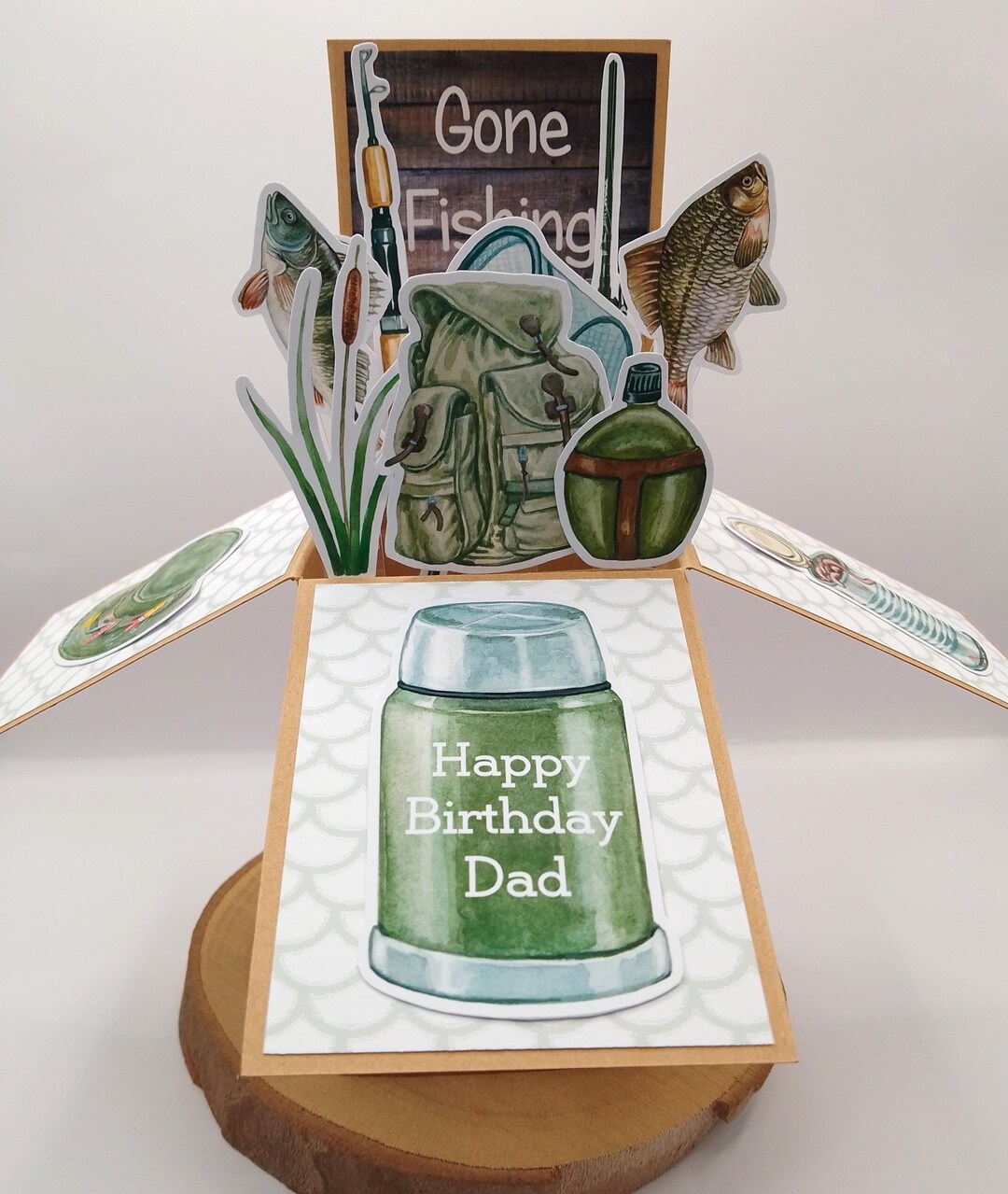 Fishing Pop up Card Handmade and Personalised to Your Requirements ...