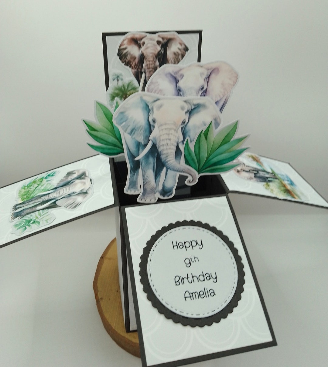 Elephants Pop up Box Card Birthday Anniversary Thank You Etc Handmade ...