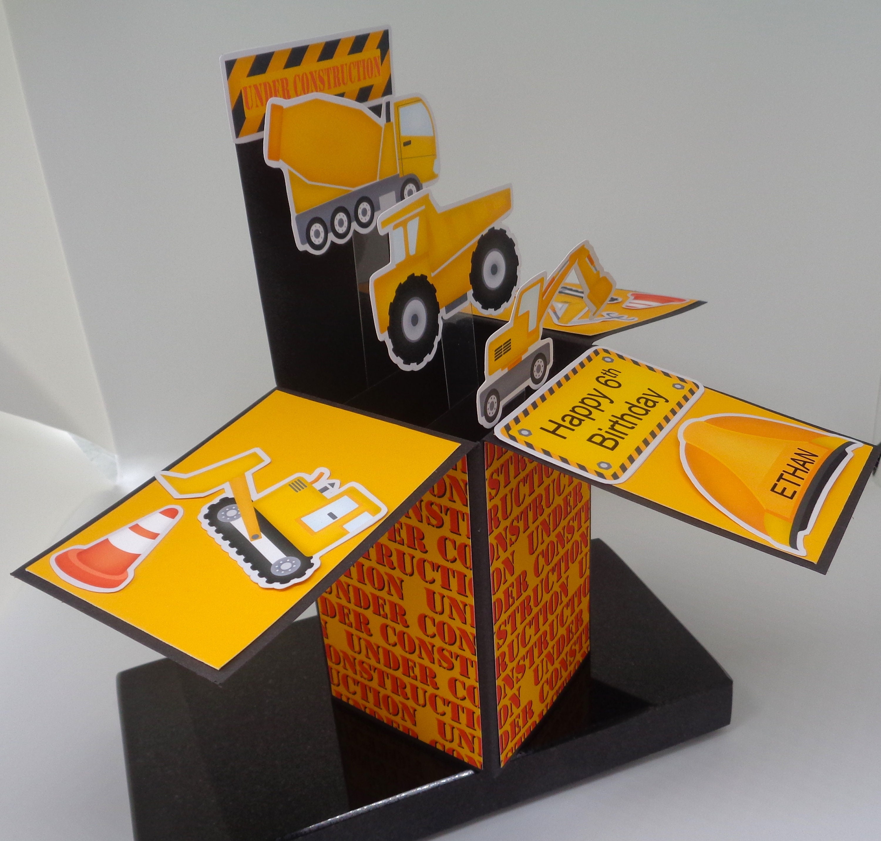 Construction Site Pop up Box Birthday Card. Large Handmade and - Etsy