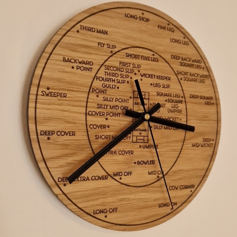 Oak Cricket Fielding Clock, Oak Wooden Clock, Cricket Clock ...