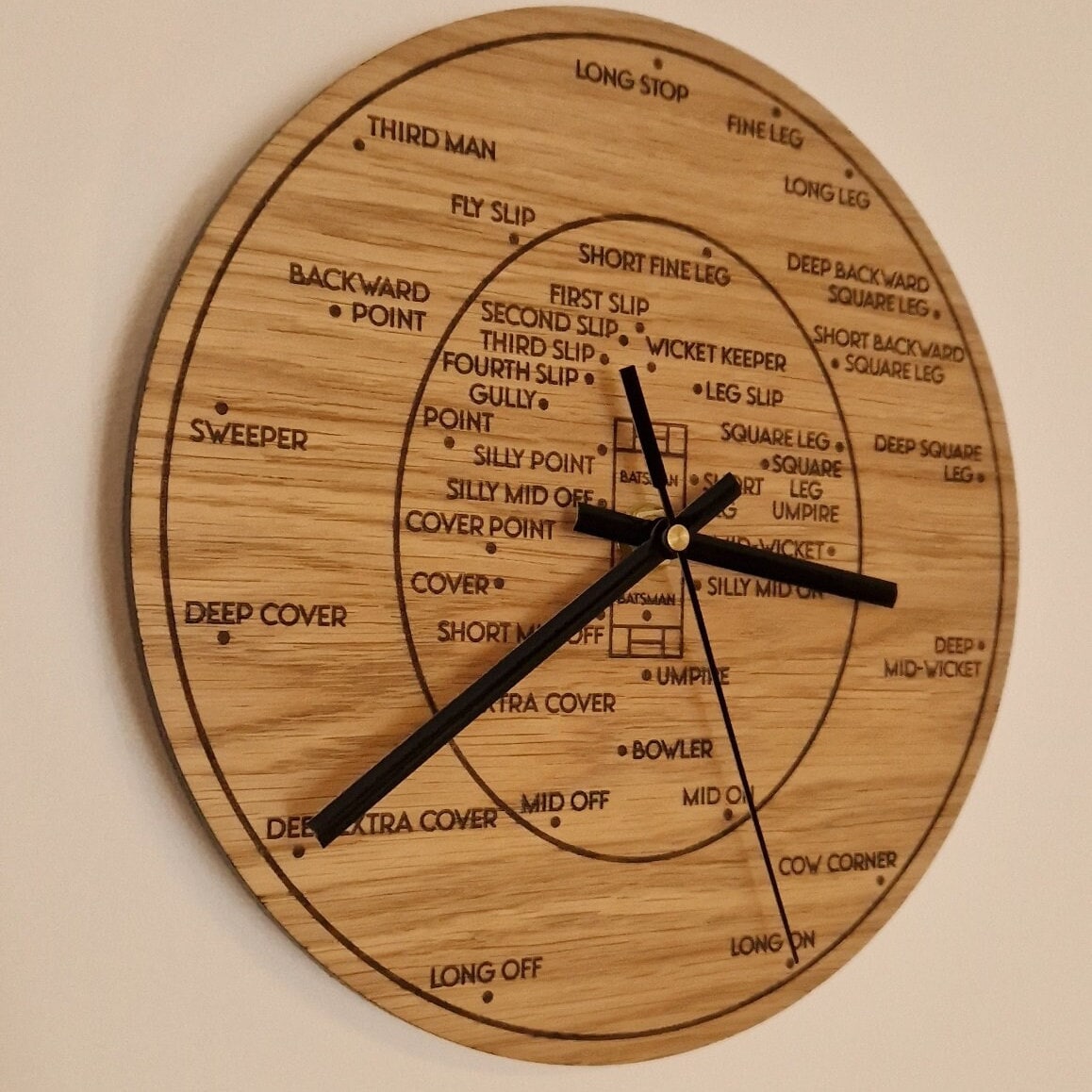 Oak Cricket Fielding Clock, Oak Wooden Clock, Cricket Clock ...