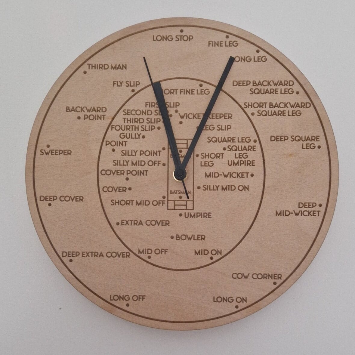 30cm Cricket Fielding Clock, Wooden Clock, Cricket Clock, Personalised ...