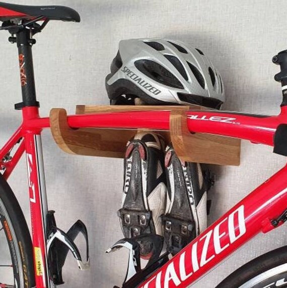 Handmade Solid Oak Wall Mounted Bike Rack Oak Bike Rack - Etsy